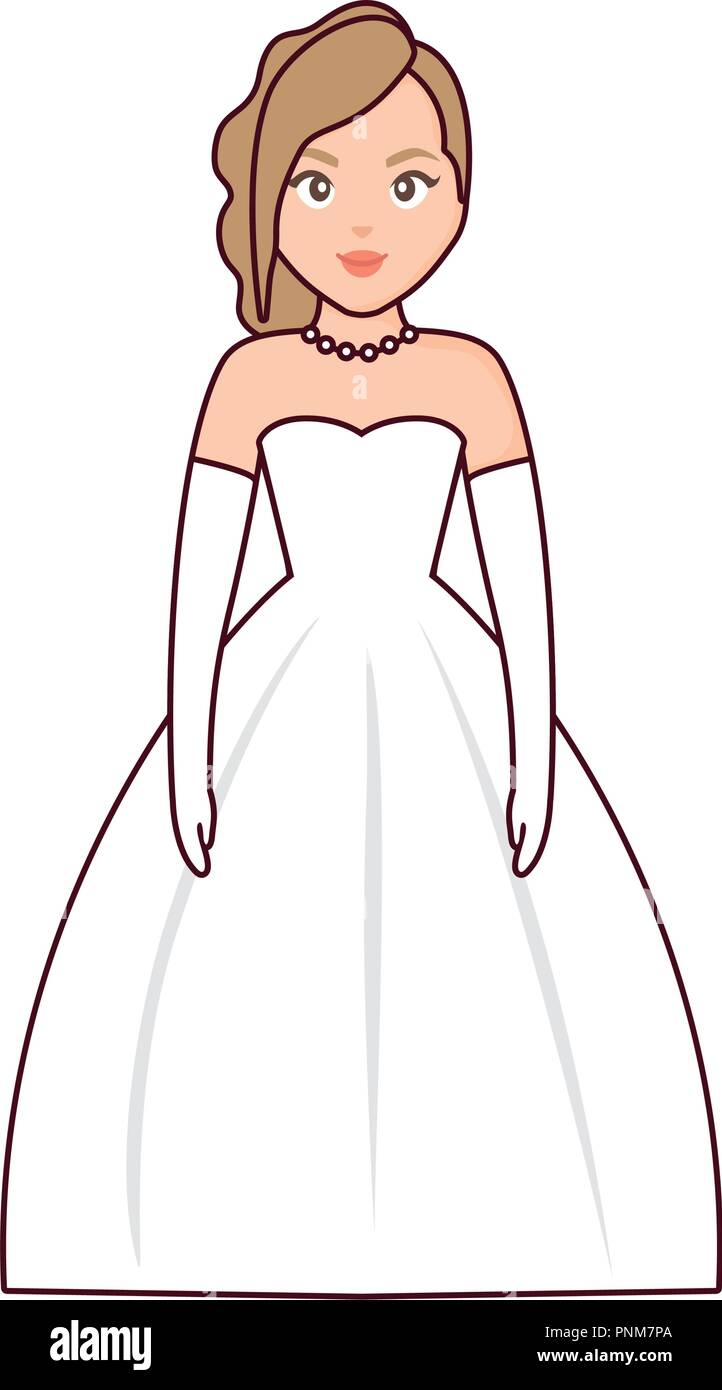 cartoon bride icon over white background, vector illustration Stock ...