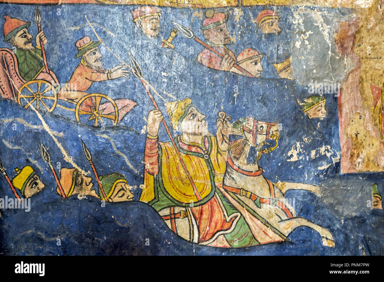 Egyptians crossing the Red sea. Interior to Church founded by Gonder ...