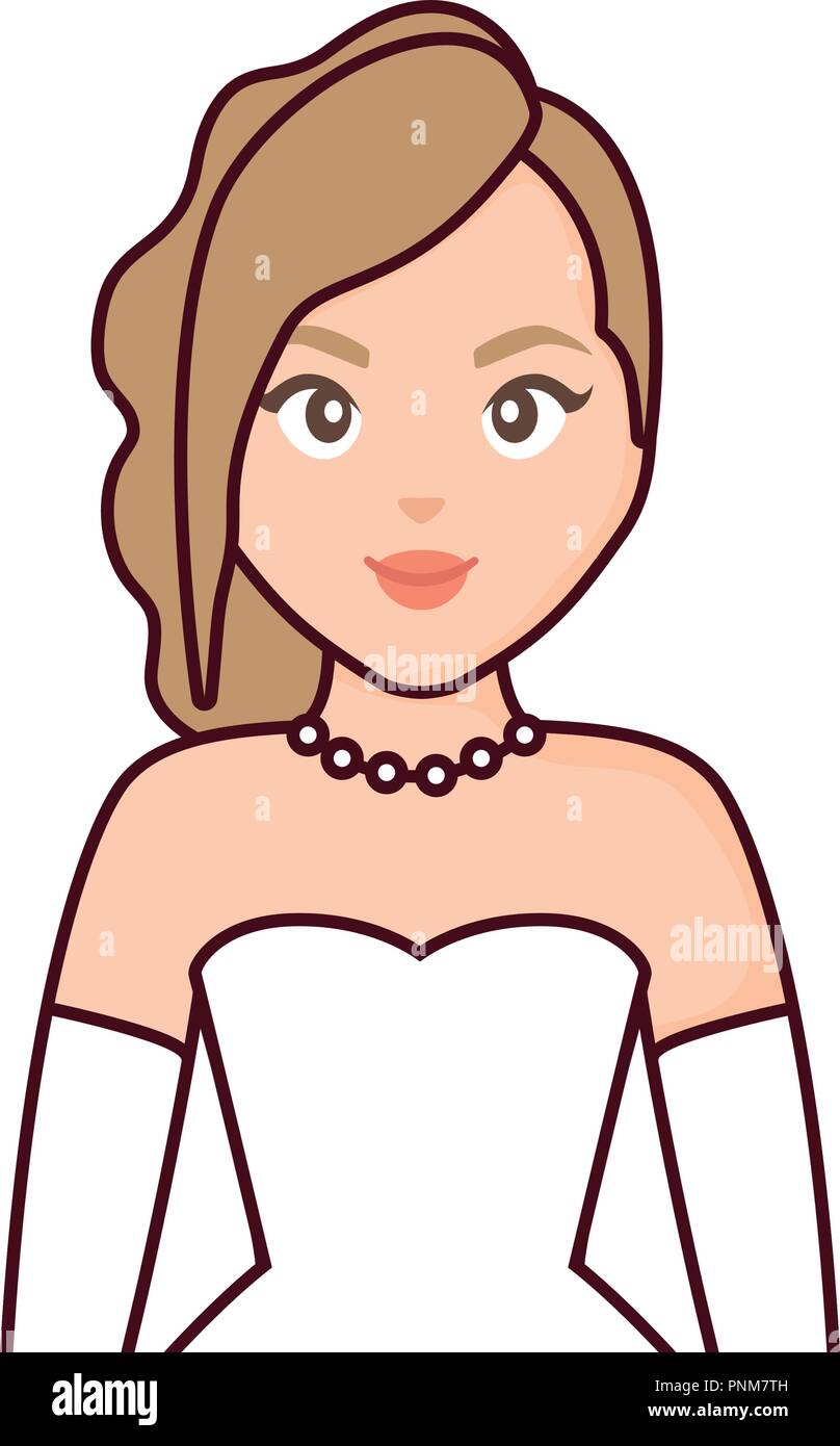 cartoon bride icon over white background, vector illustration Stock ...
