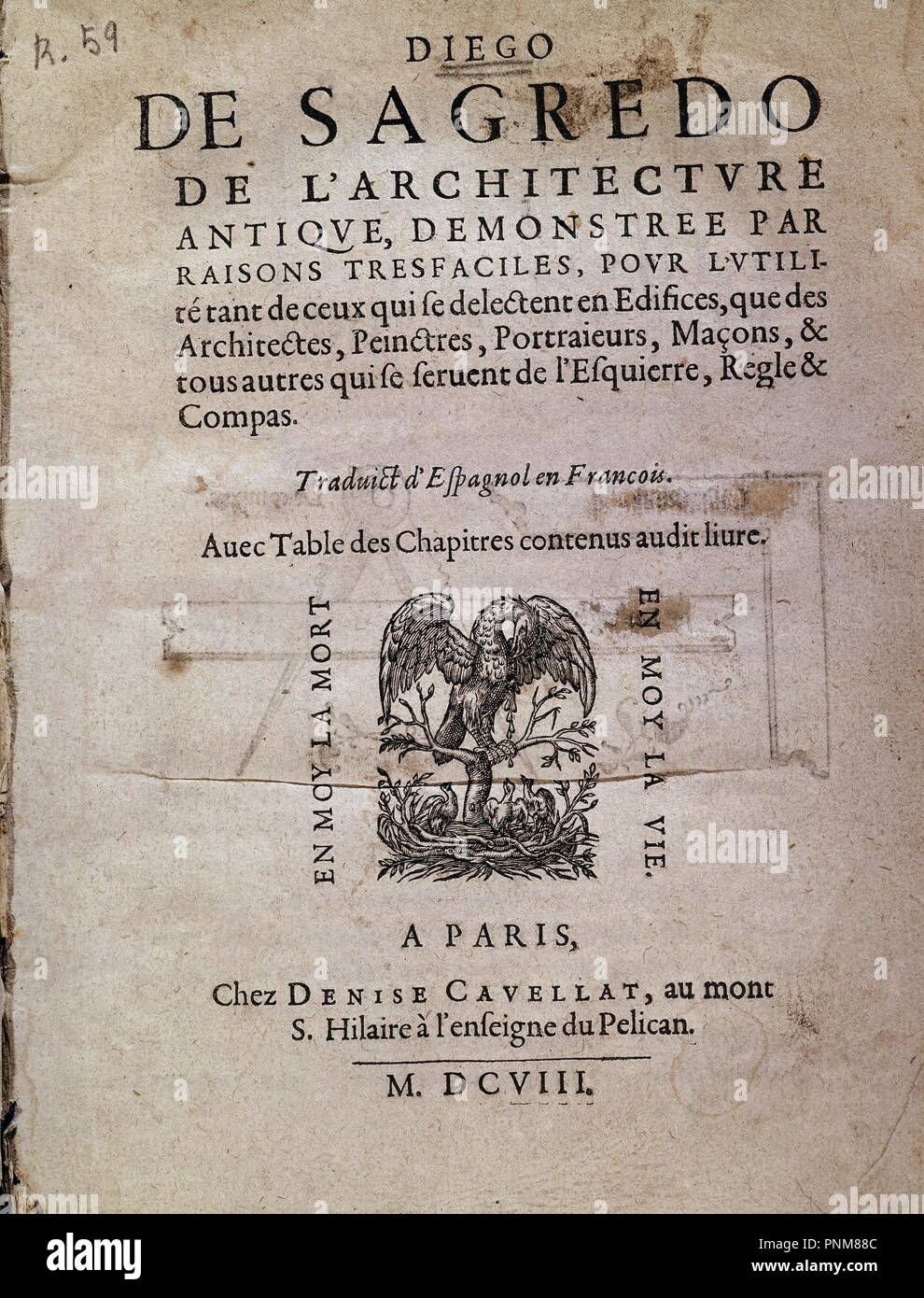 LIBRO DE ARQUITECTURA - DE L' ARCHITECTURE ANTIQUE - IMPRESO EN PARIS EN 1607. Author: SAGREDO ...