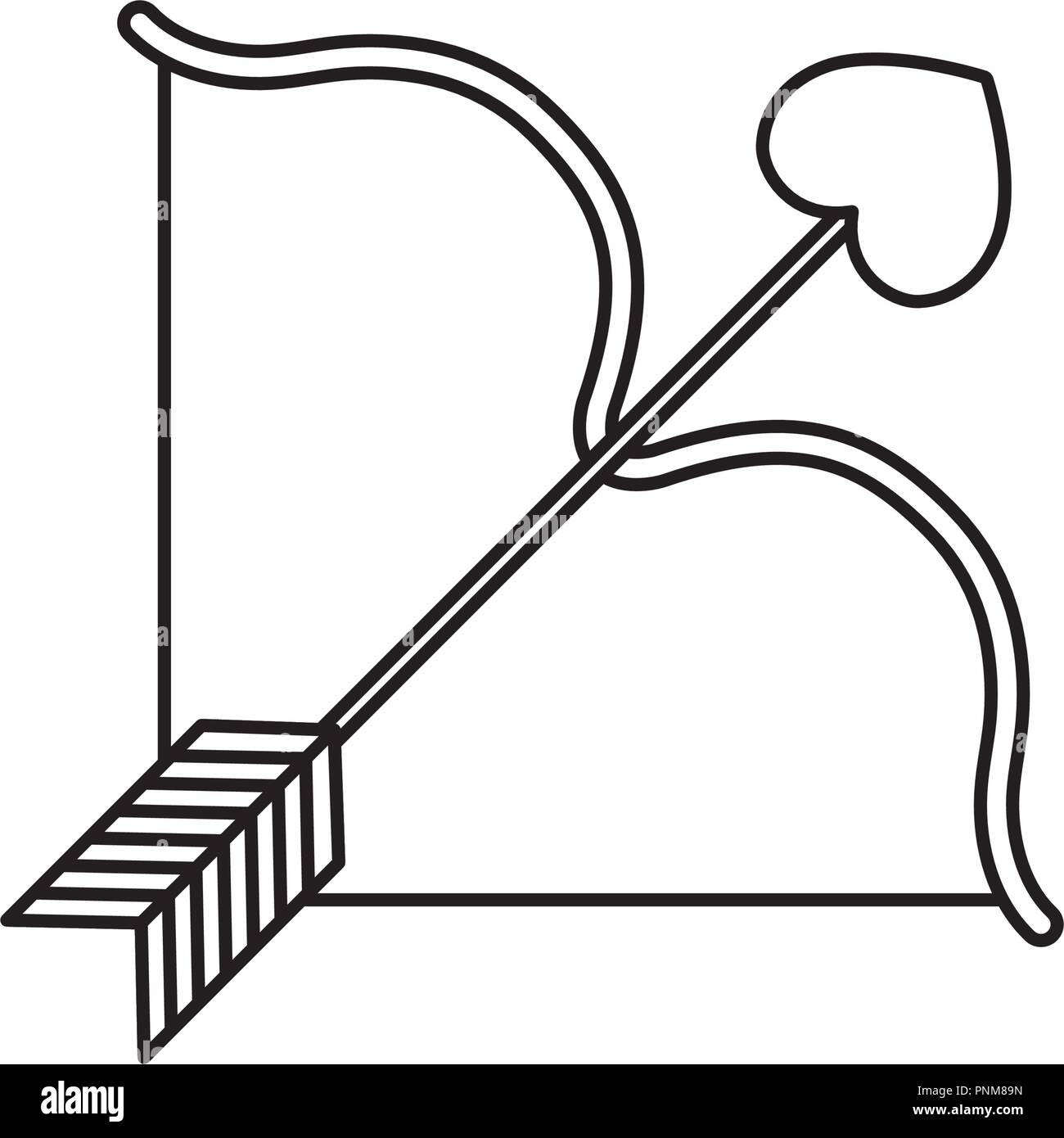 cupid bow arrow love symbol vector illustration thin line Stock Vector ...