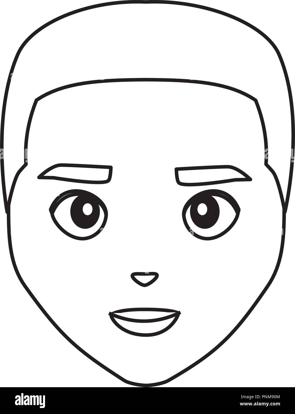 man face character profile male vector illustration thin line Stock ...