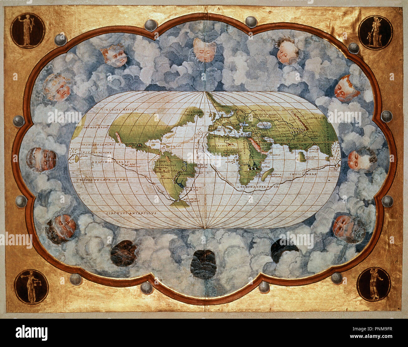 Map tracing Magellan's world voyage, once owned by Charles V - 1545 ...