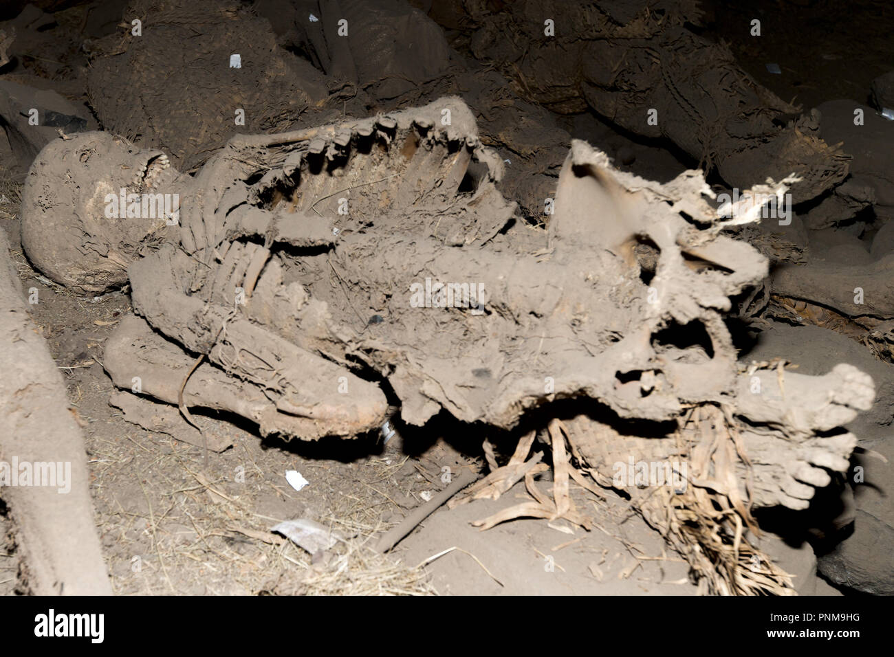 Recess of the cave with mummified pilgrims: Yemrehanna Kristos ...