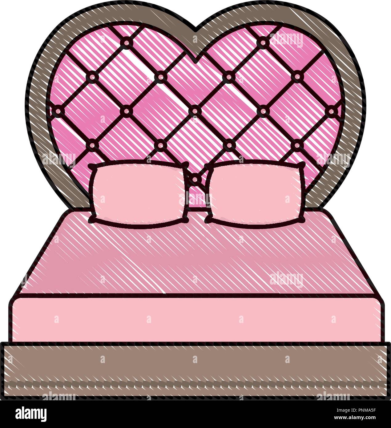 wedding beauty bed shape heart love vector illustration Stock Vector ...