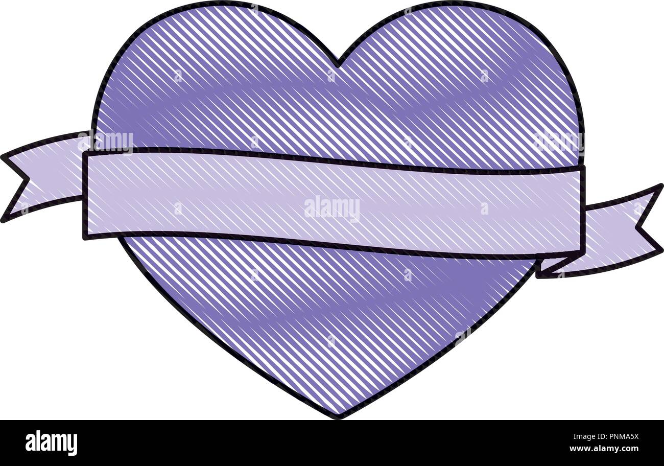 romantic love heart ribbon decoration vector illustration Stock Vector ...