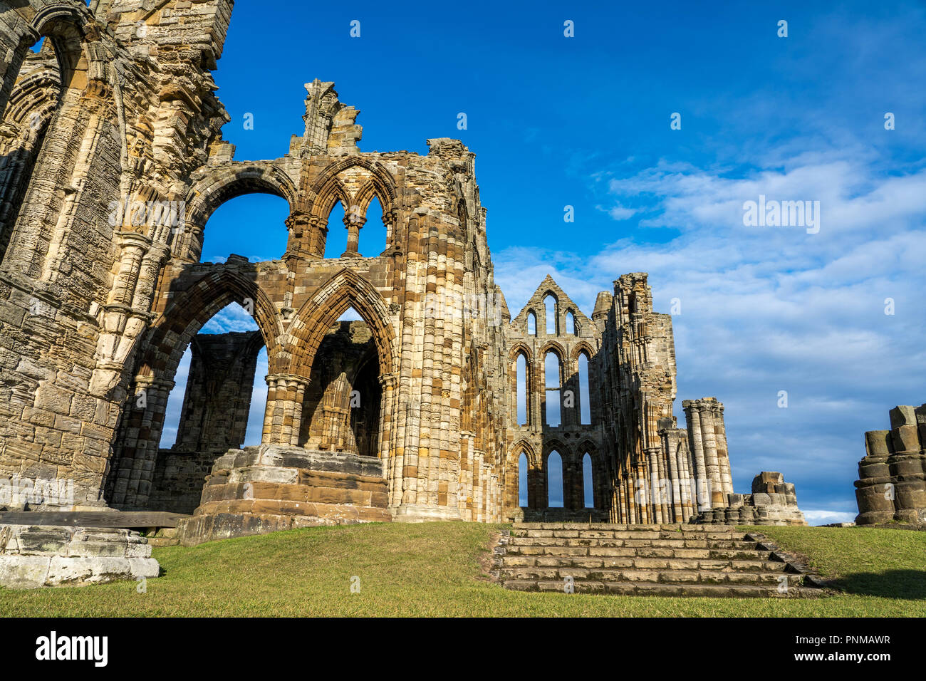 Whitby Abbey North Yorkshire Coast UK. Perched high on a cliff, the ...