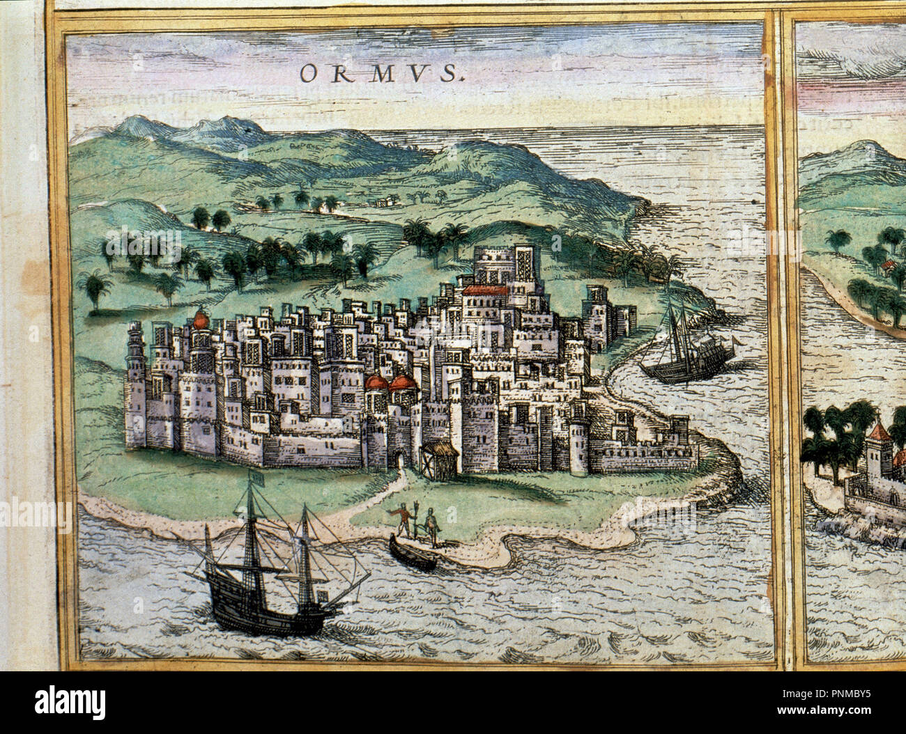 CIVITATES ORBIS TERRARUM - DETALLE DE LA CIUDAD DE ORMUZ - GRABADO ...