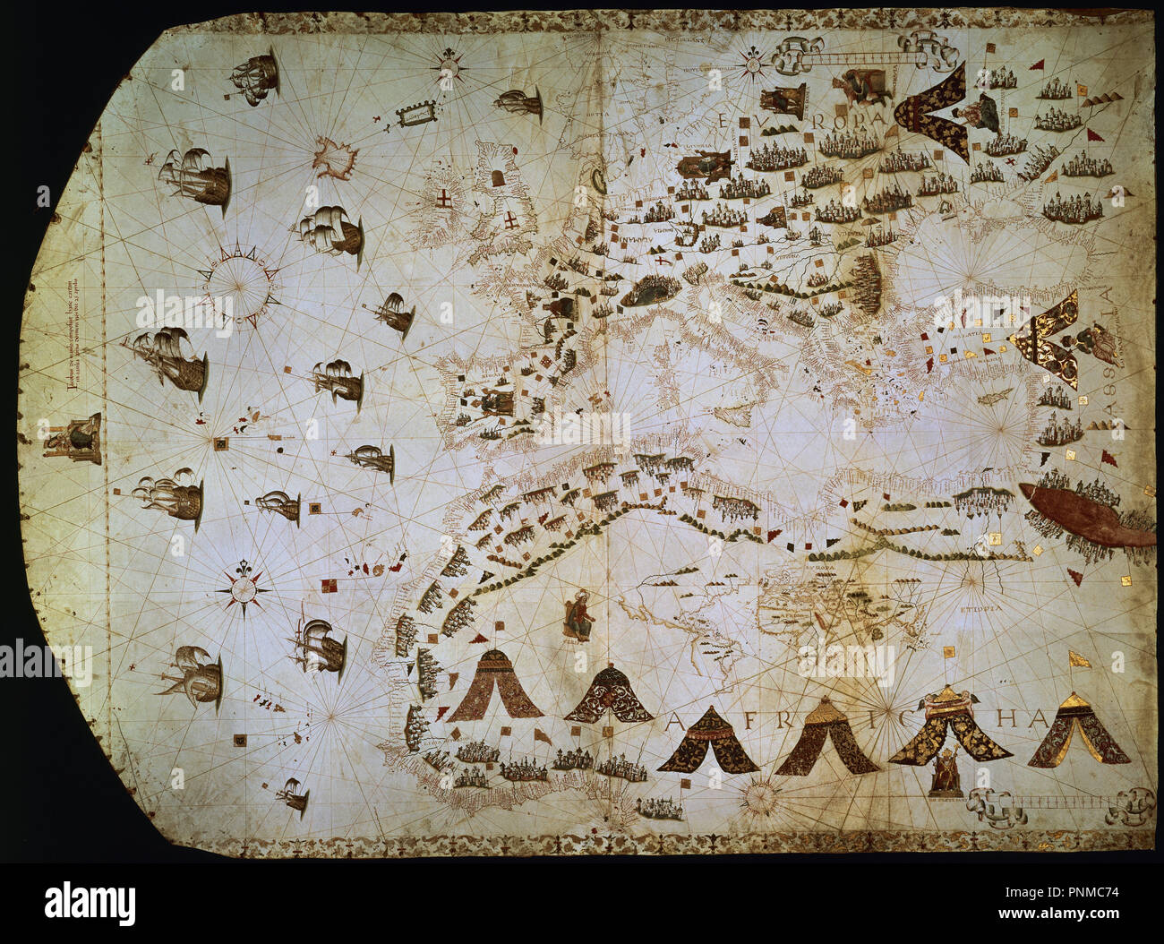 MAPA DE EUROPA Y NORTE DE AFRICA - 1561 - RECORRIDOS DE HERNANDO DE ...