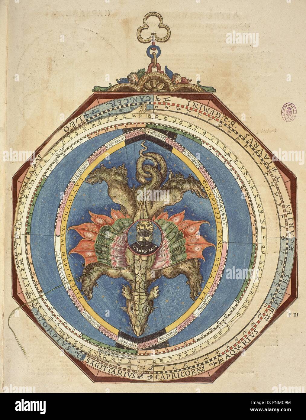 ASTRONOMICUM CAESAREUM 1540. TABLE TO MEASURE THE MOON. BOOK ASTRONOMY ...