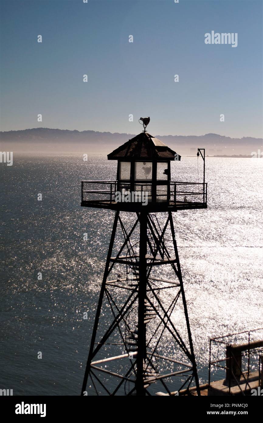 historical watchtower at Alcatraz island Stock Photo - Alamy