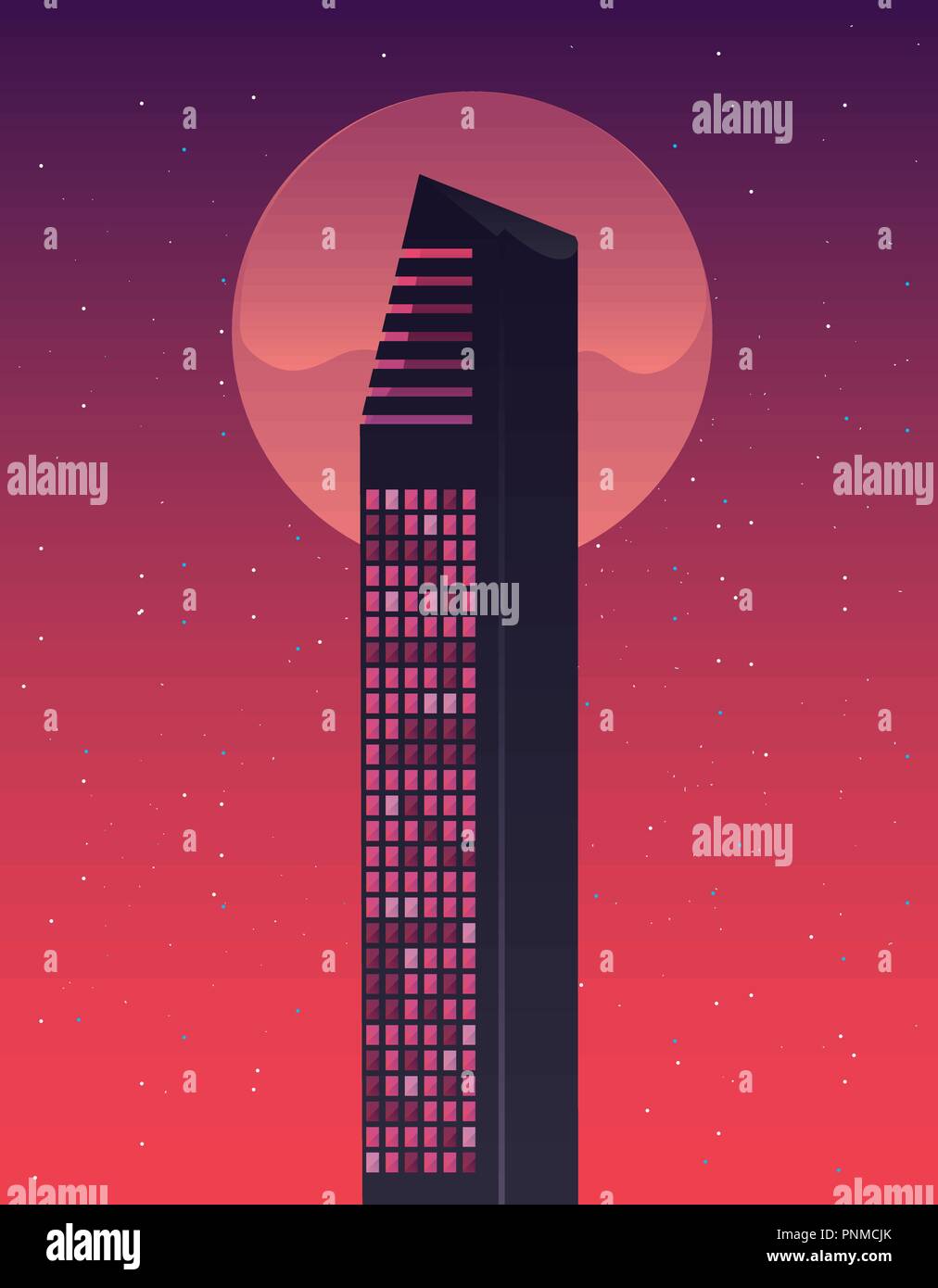 retro future label with buildings scene vector illustration design ...