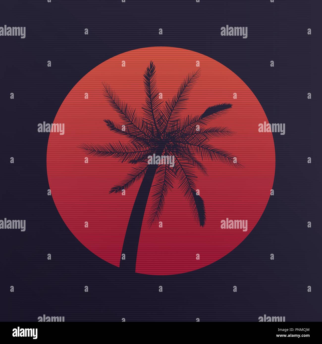 retro future label with palm vector illustration design Stock Vector ...