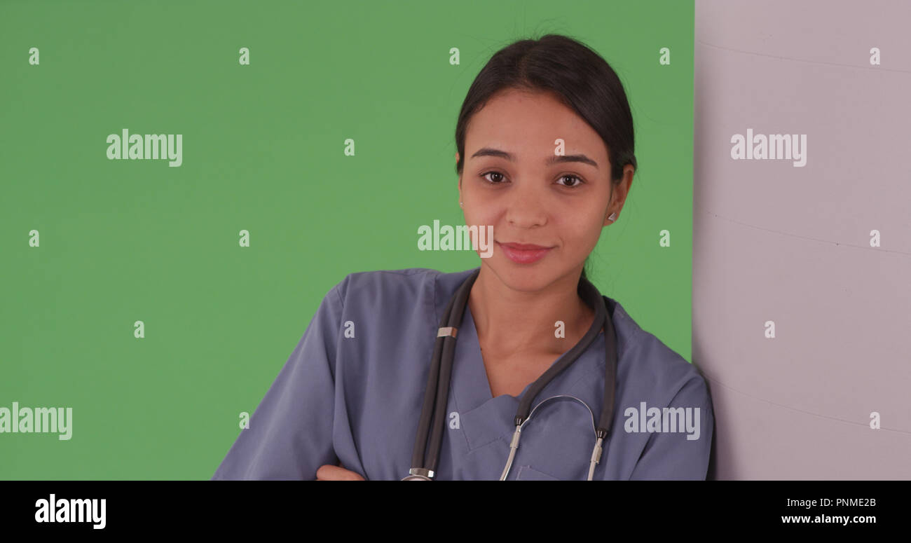 Greenscreen portrait of Latina woman doctor medical health care ...