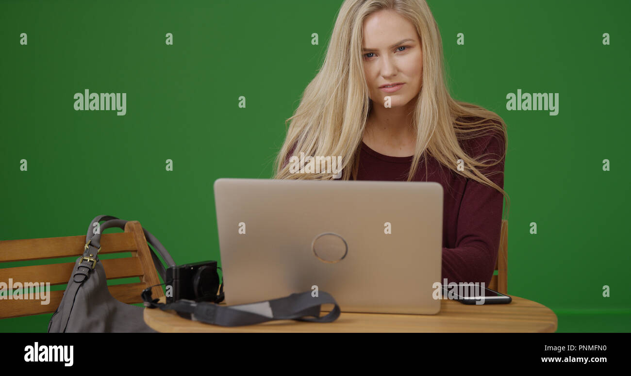 Laptop chromakey girl hi-res stock photography and images - Alamy