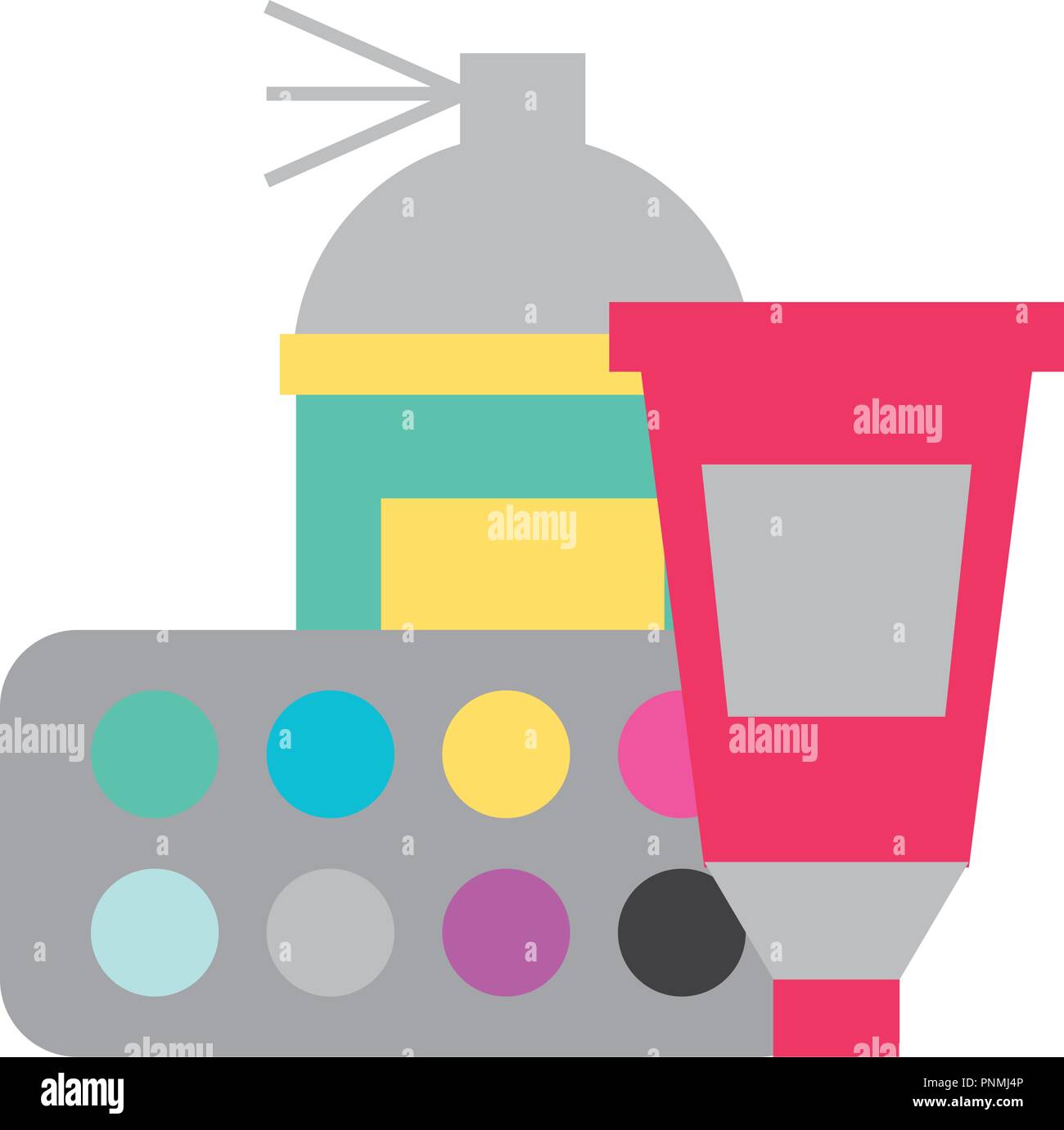 graphic design spray color tool tube and palette Stock Vector Image ...