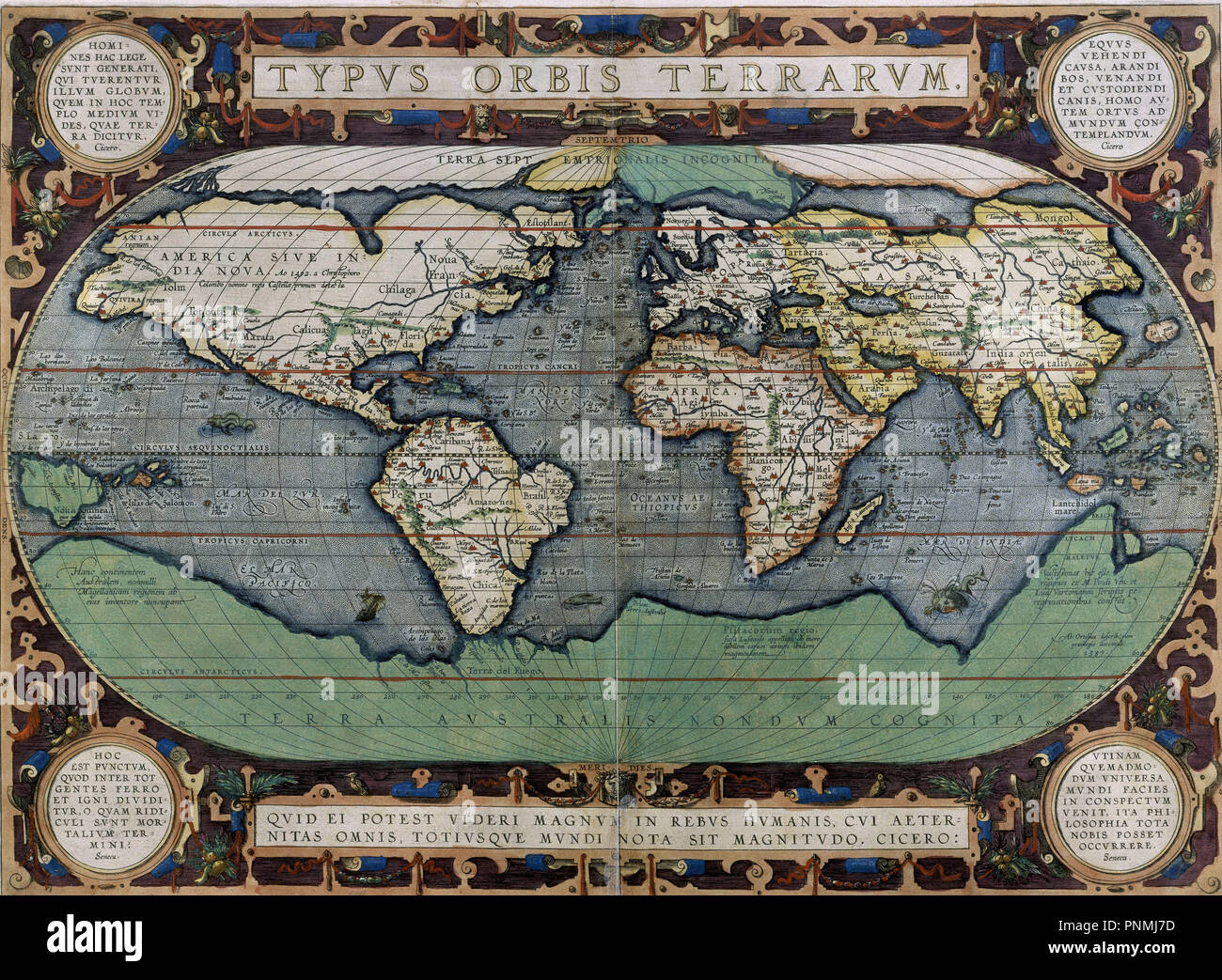 Typus Orbis Terrarum, map of the world, from Ortelius's 'Theatrum Orbis ...