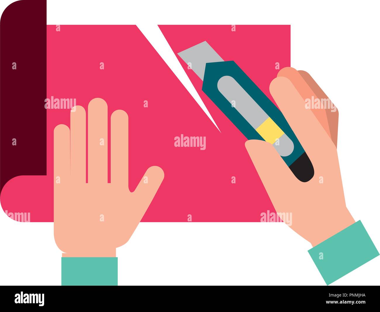 graphic designer hands cutting a paper Stock Vector Image & Art - Alamy