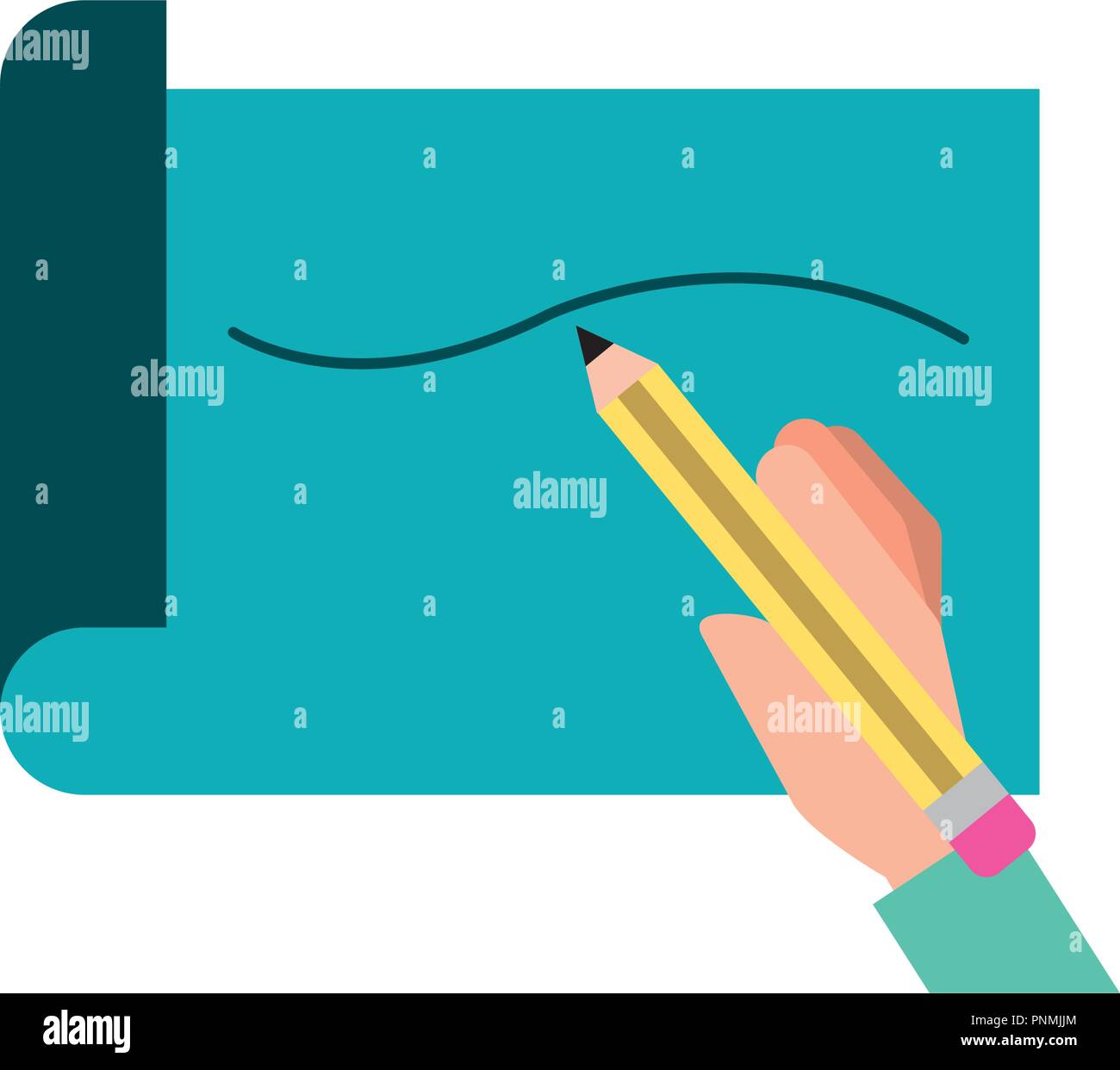 hand holding pencil drawn line on paper Stock Vector Image & Art - Alamy