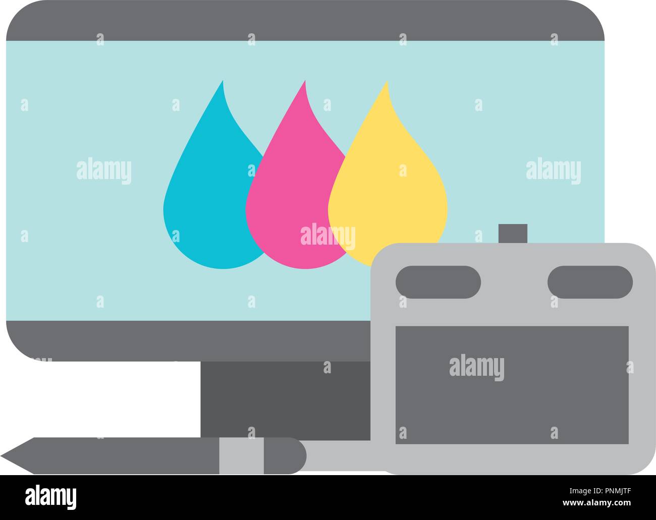 graphic design tablet computer and digital pen Stock Vector Image & Art ...