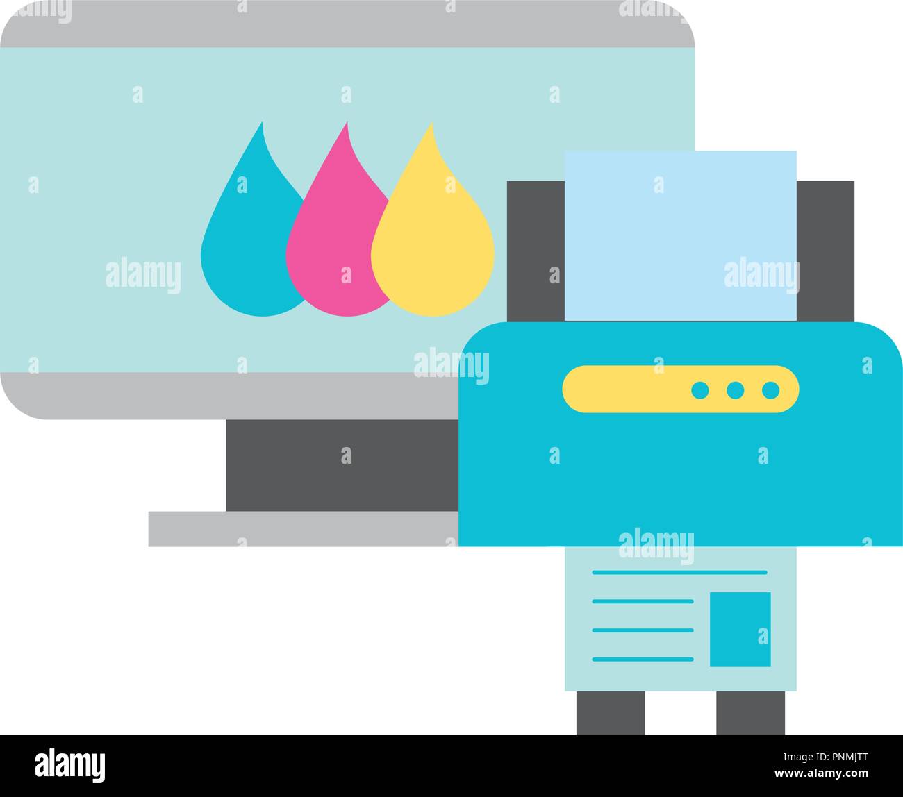 computer and printer devices graphic design tool Stock Vector Image ...