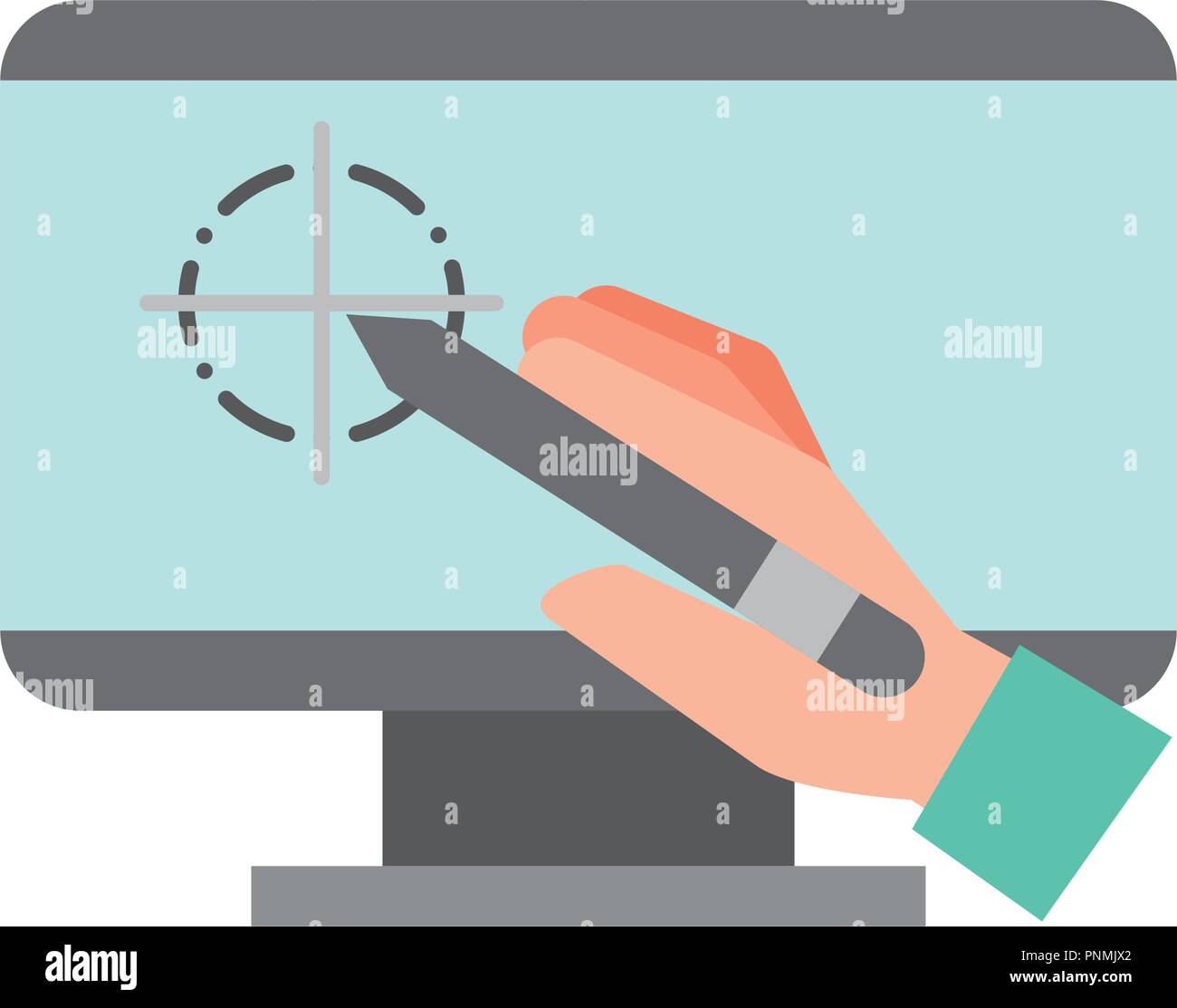 hand holding digital pen computer graphic design Stock Vector Image ...