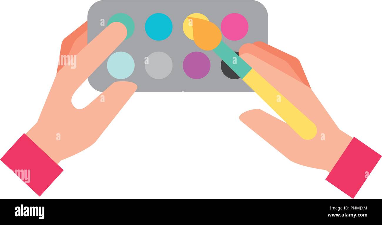 hands holding brush artistic color palette Stock Vector Image & Art - Alamy
