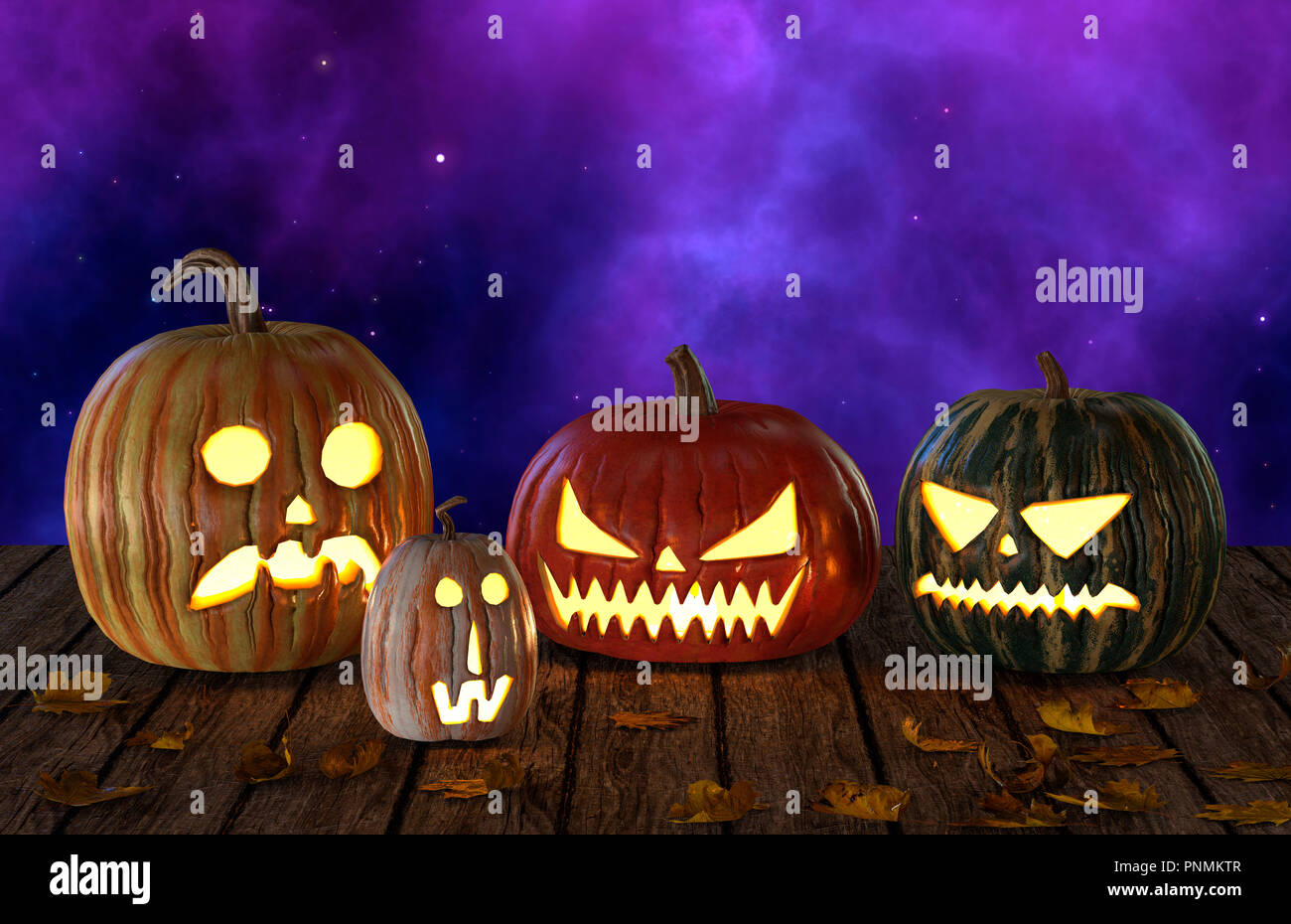 Halloween Pumpkins Jack O Lantern Holiday 3D Illustration Stock Photo ...