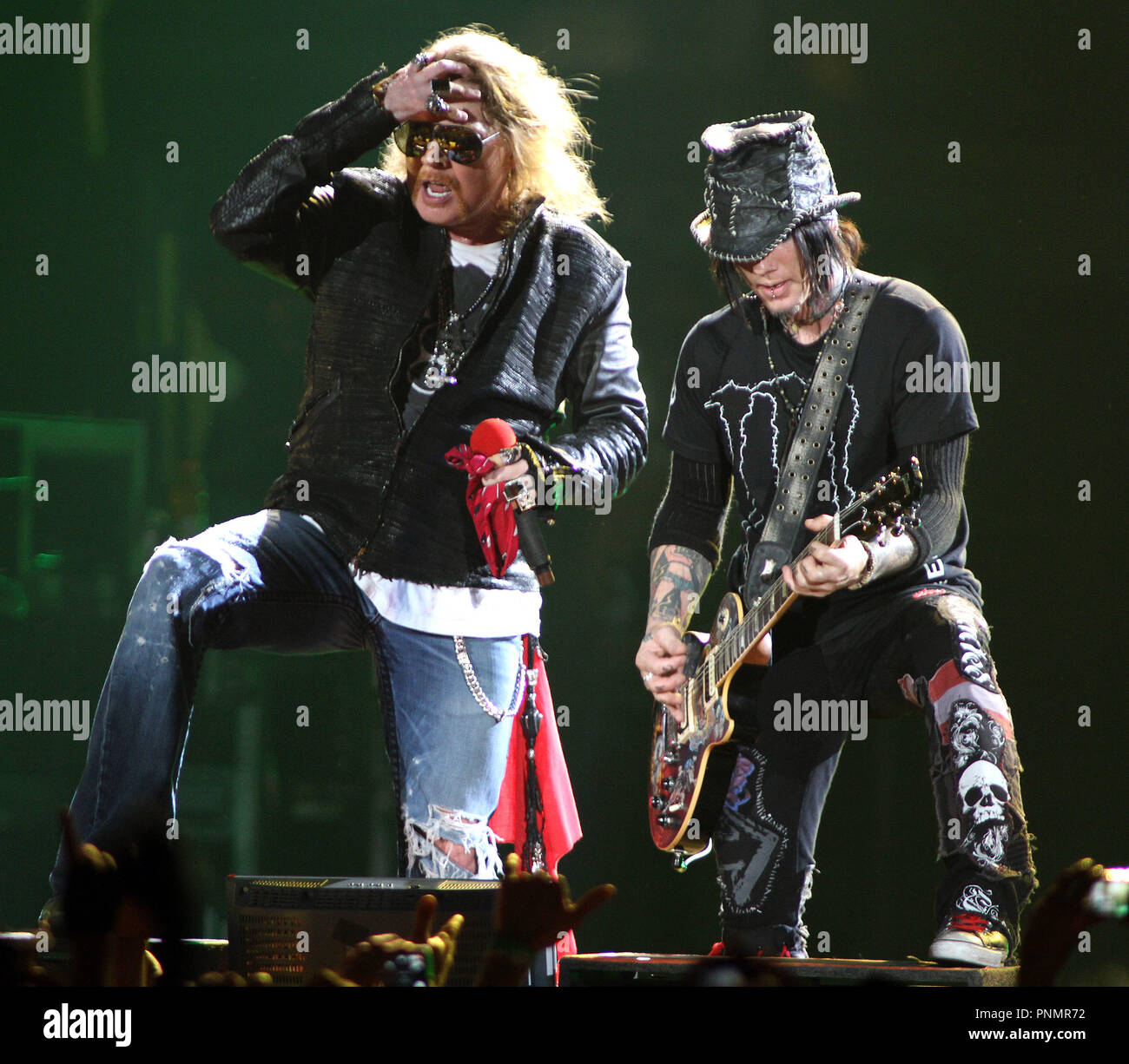 Axl Rose and DJ Ashba with Guns N' Roses perform in concert at the ...
