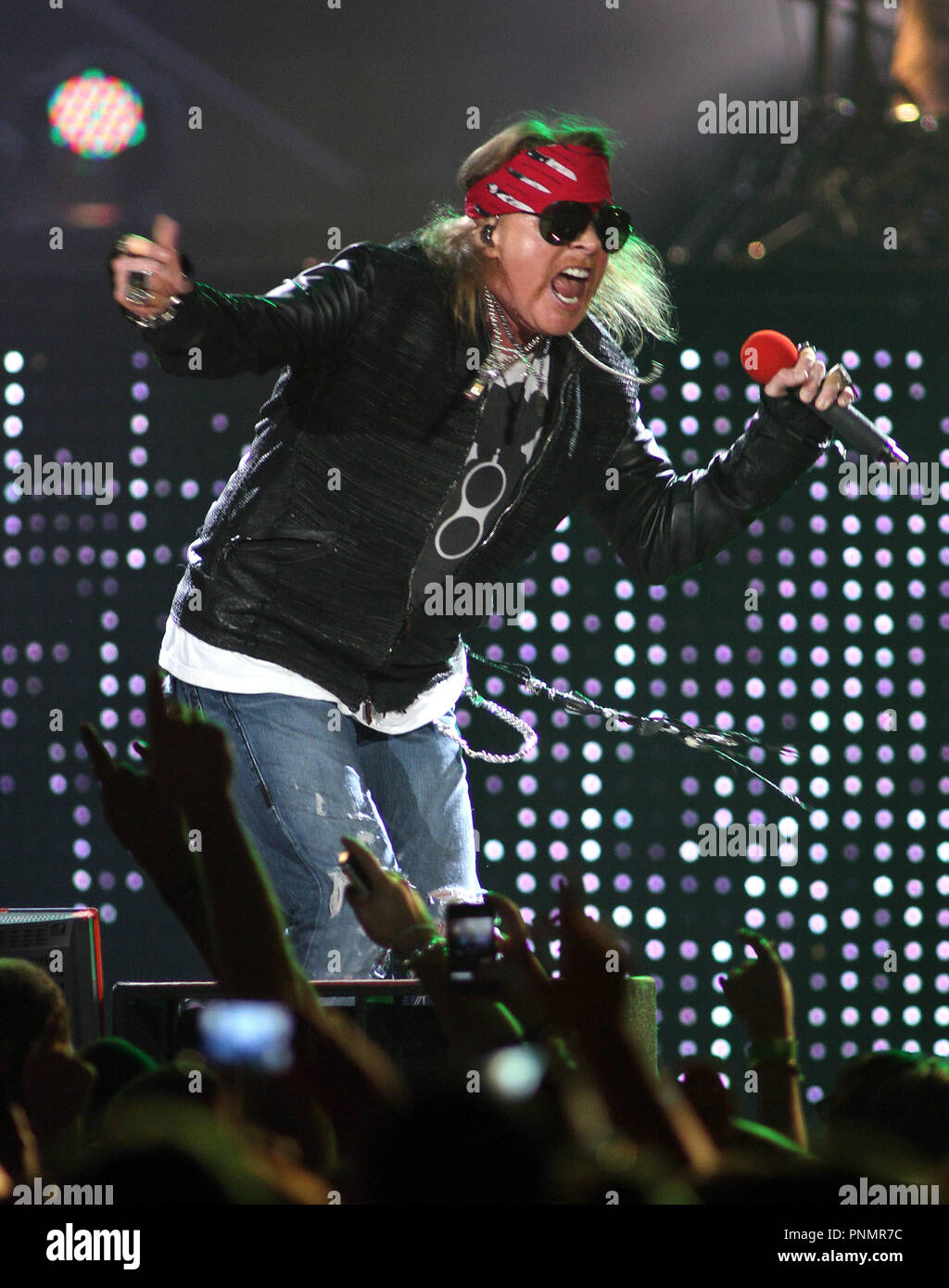 Axl Rose with Guns N' Roses performs in concert at the American ...