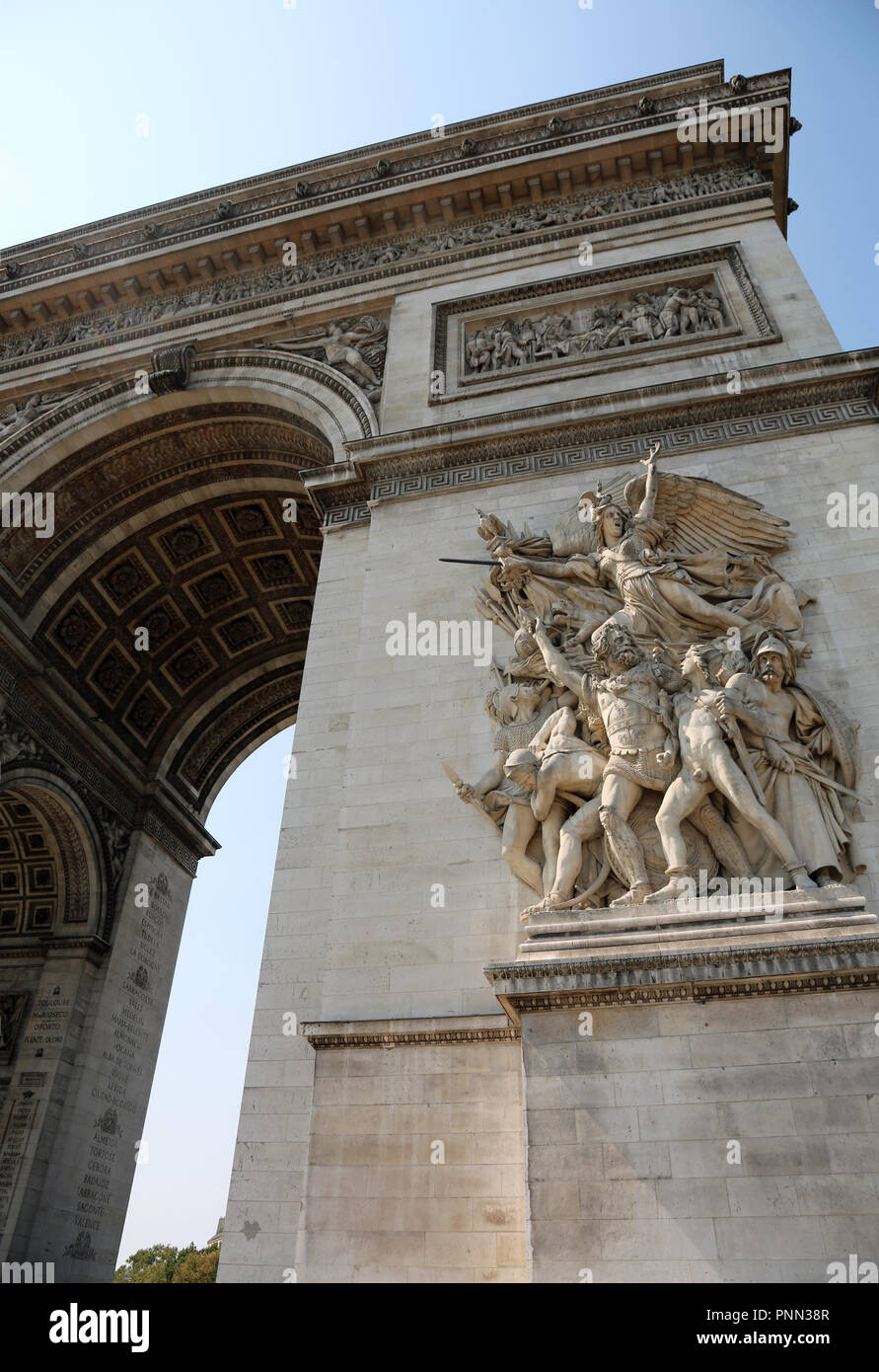 French Arc de Triomphe also called Triumphal arch with the sculpture ...