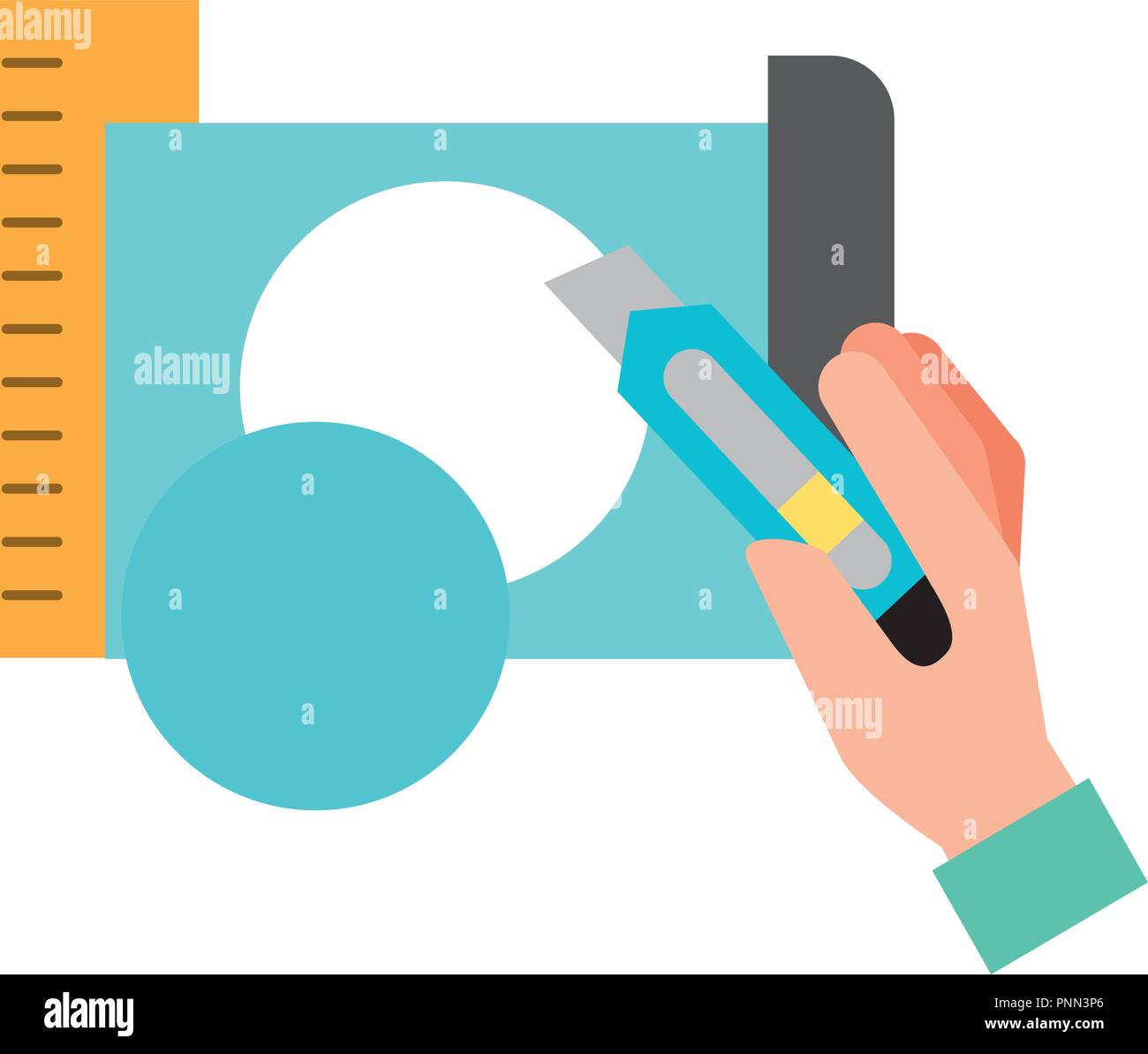 hand holding cutter making circle with paper Stock Vector Image & Art ...