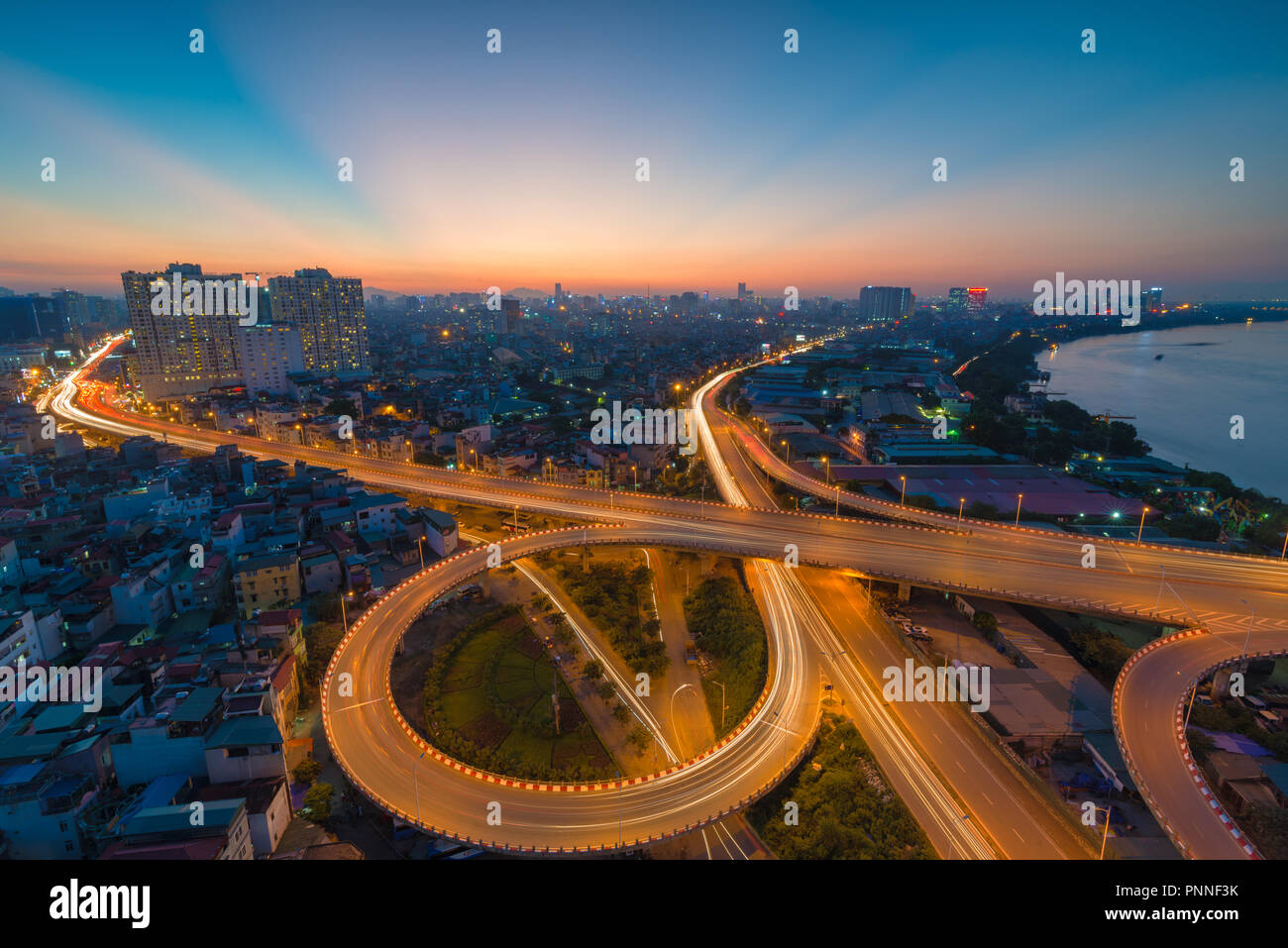 Hanoi City scape in sunset Stock Photo - Alamy