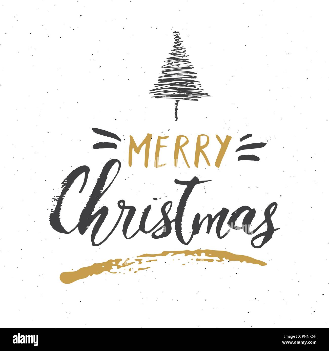 Merry Christmas Calligraphic Lettering Typographic Greetings Design