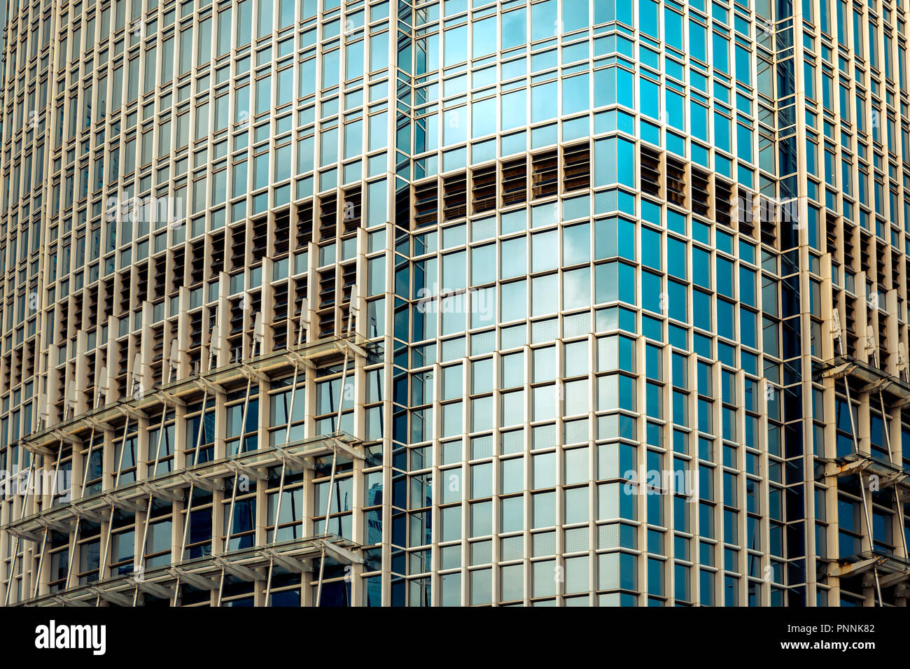 Bottom up view of Modern office building in Hong Kong Stock Photo - Alamy