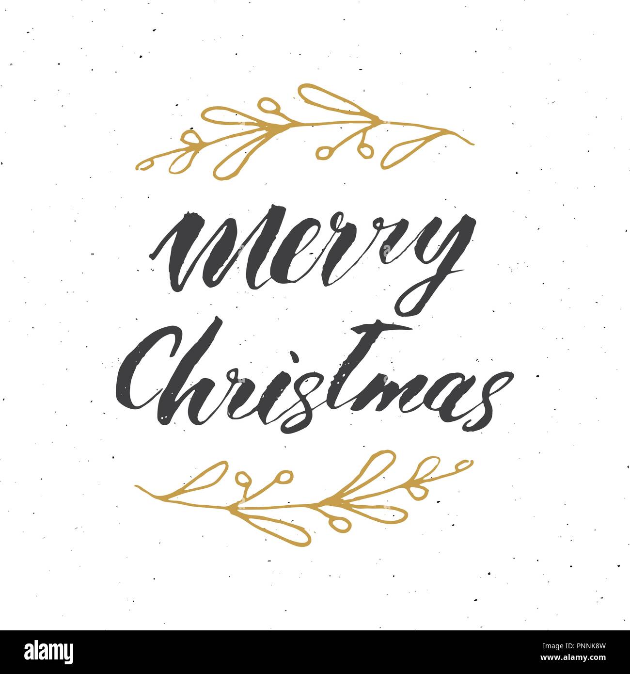 Merry Christmas Calligraphic Lettering. Typographic Greetings Design ...