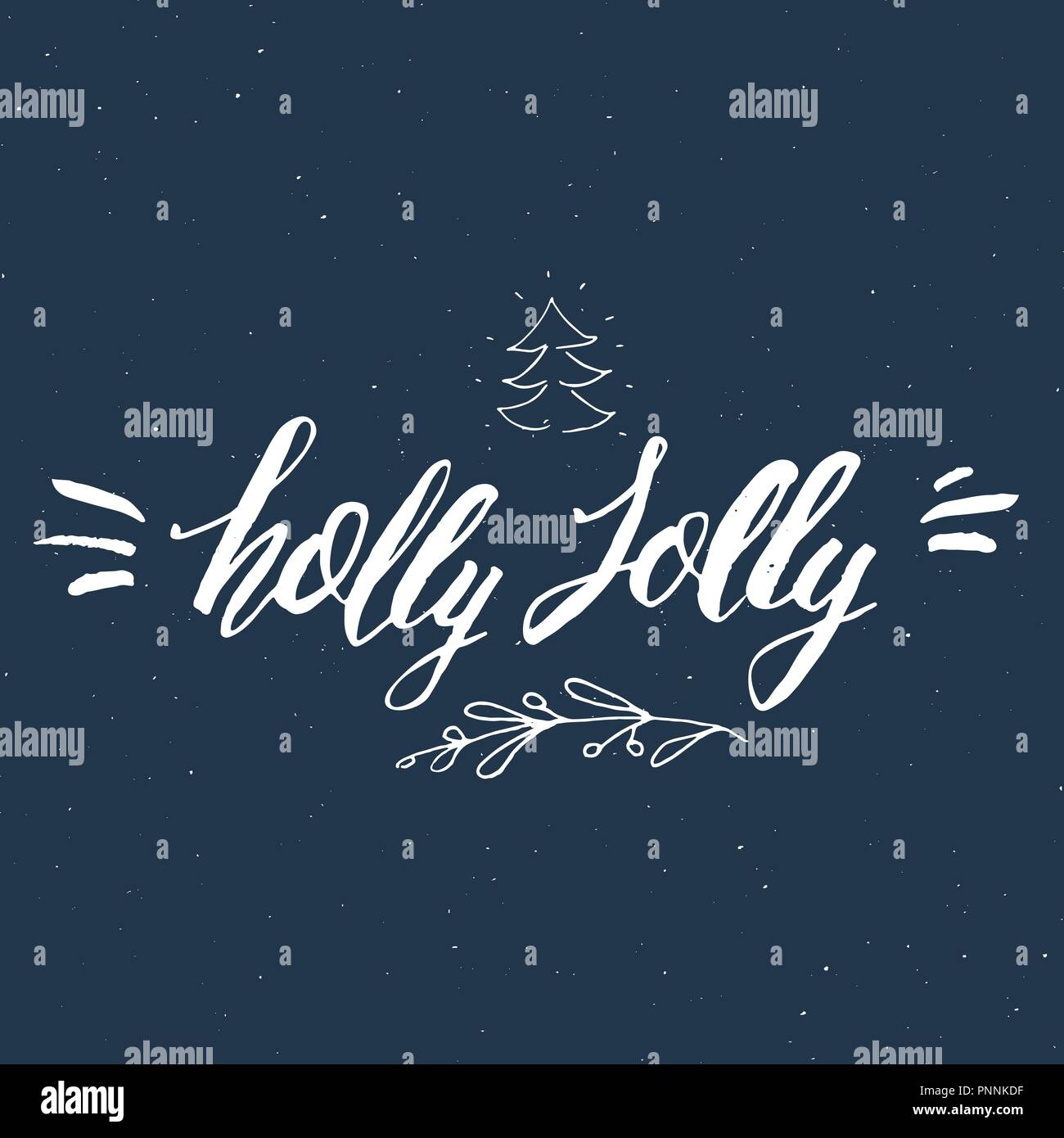Merry Christmas Calligraphic Lettering Holly Jolly. Typographic ...