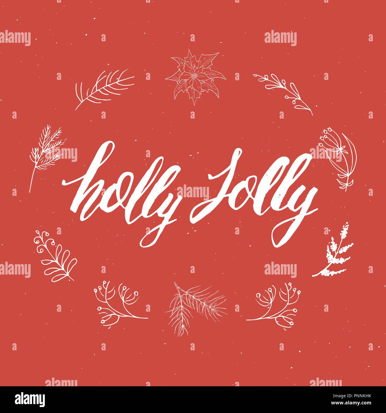 Merry Christmas Calligraphic Lettering Holly Jolly. Typographic ...