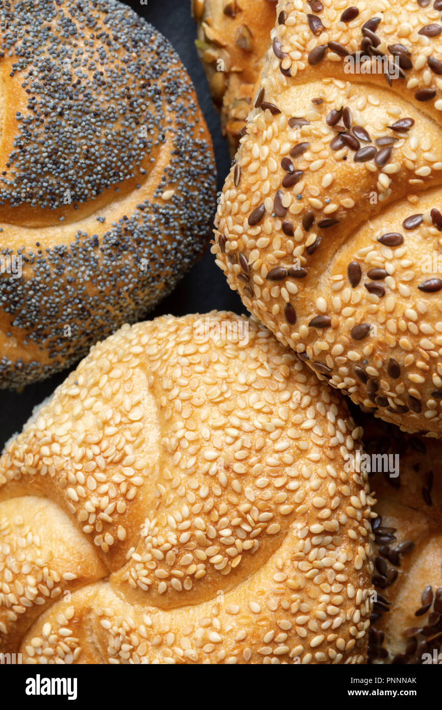 Variety of bread rolls, close up, vertical composition Stock Photo - Alamy