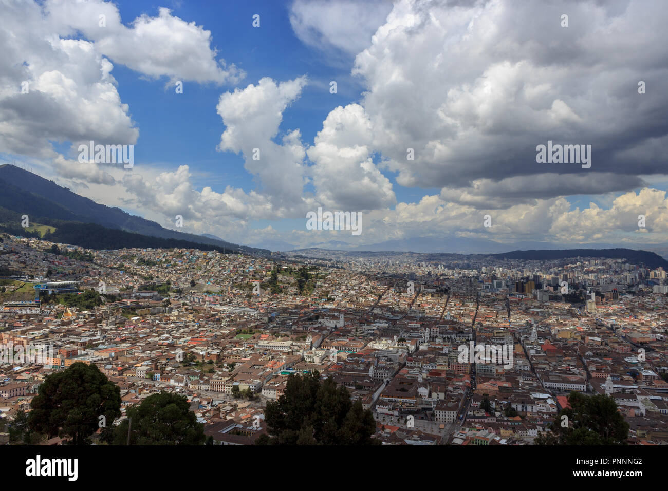 Aerial view over the capital of ecuador quito Stock Photo - Alamy