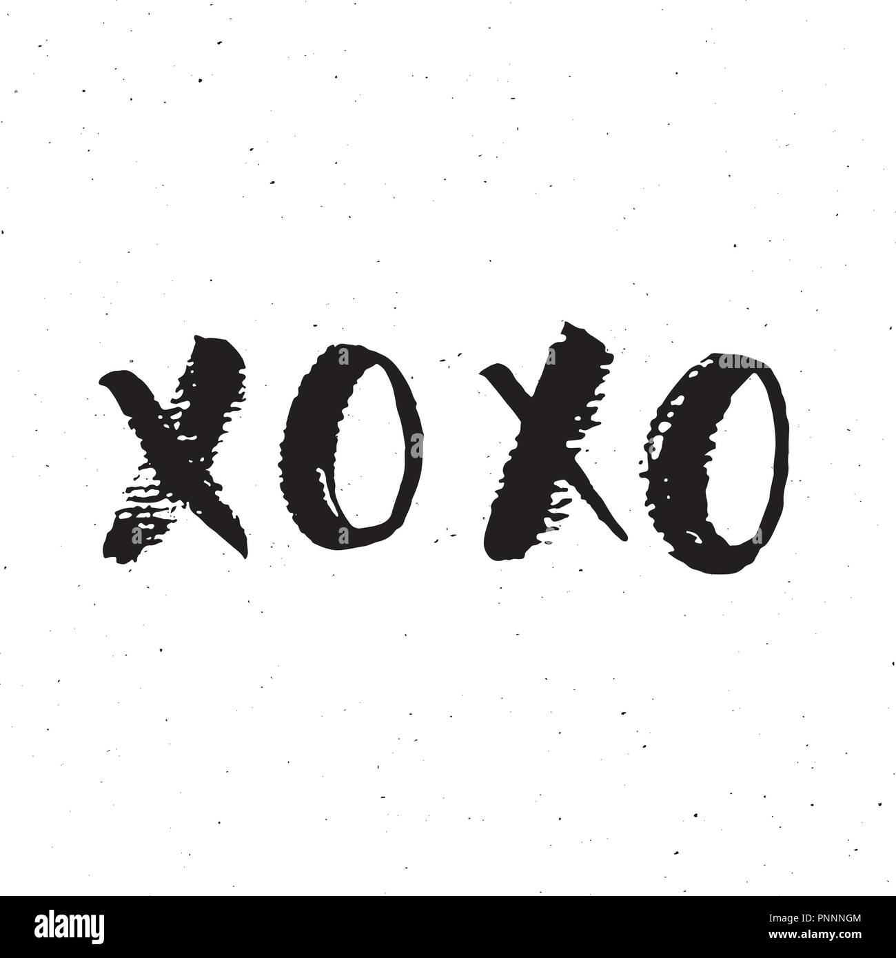 XOXO brush lettering sign, Grunge calligraphiv c hugs and kisses Phrase ...