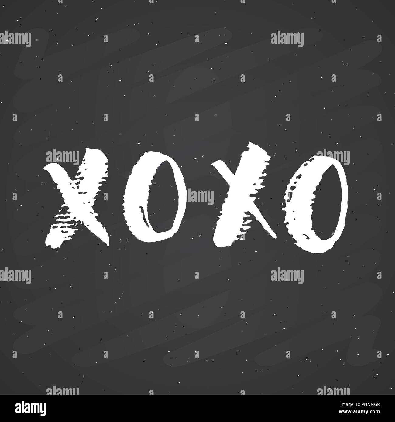 XOXO brush lettering sign, Grunge calligraphiv c hugs and kisses Phrase ...