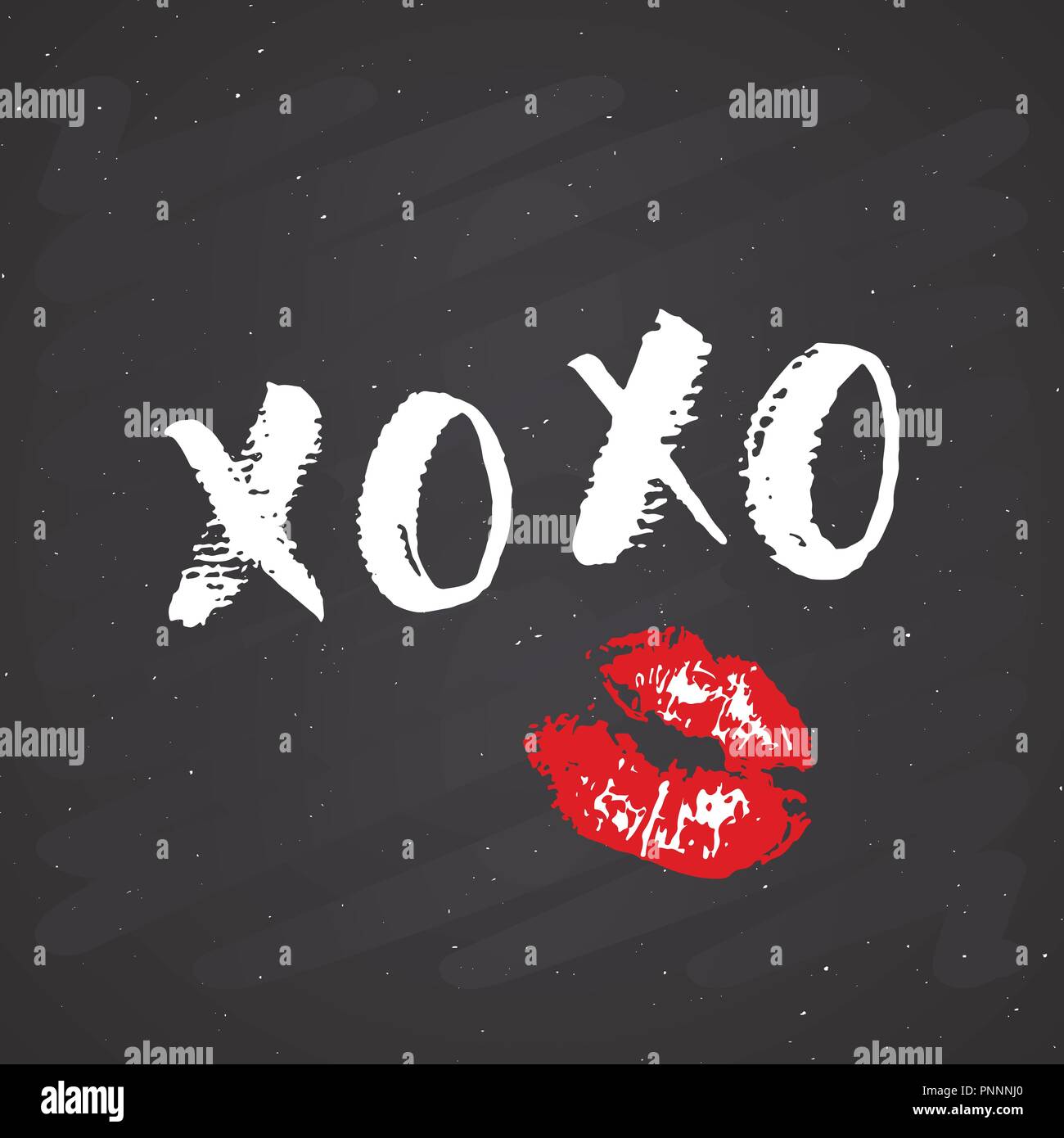 XOXO brush lettering sign, Grunge calligraphiv c hugs and kisses Phrase ...
