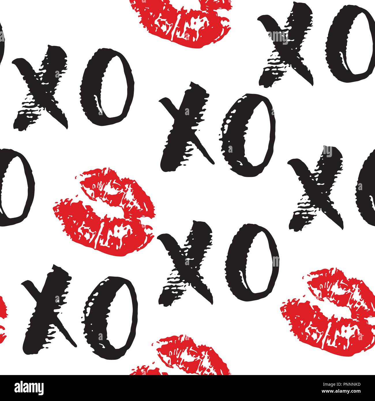 XOXO brush lettering signs seamless pattern, Grunge calligraphiv c hugs ...