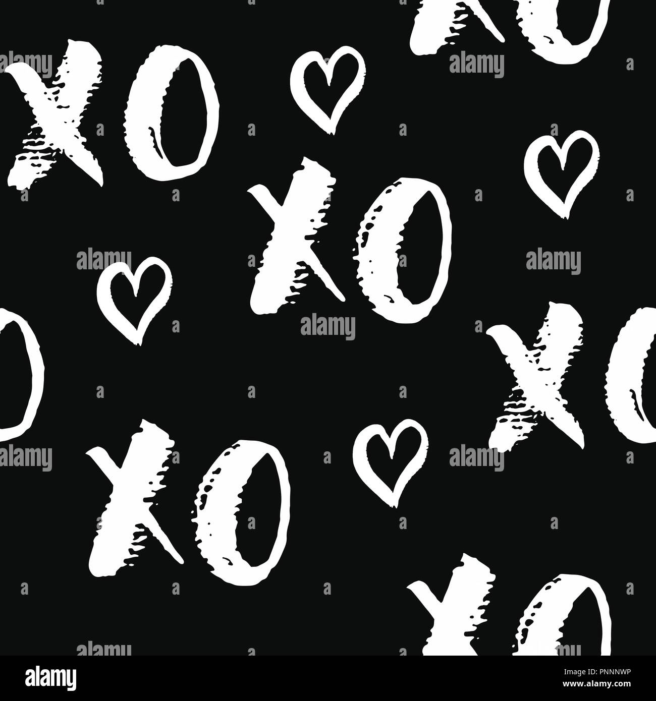 XOXO brush lettering signs seamless pattern, Grunge calligraphiv c hugs ...
