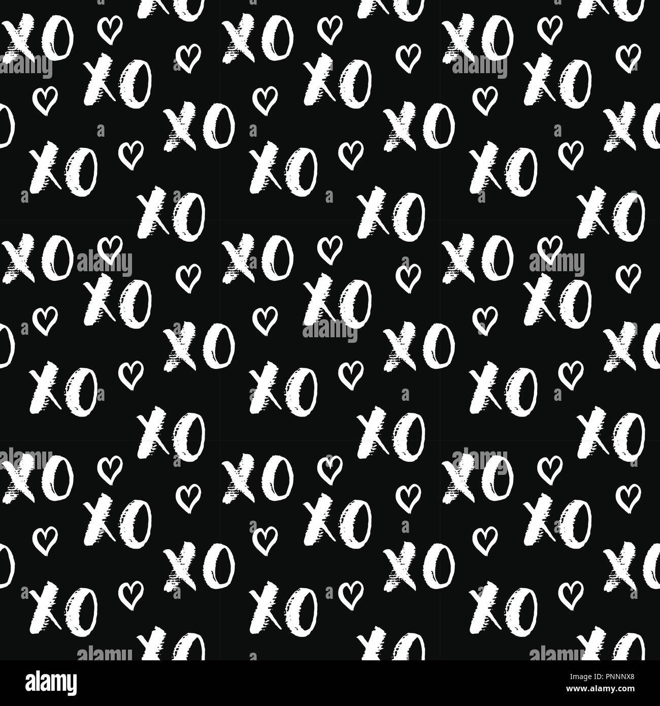 XOXO brush lettering signs seamless pattern, Grunge calligraphiv c hugs ...
