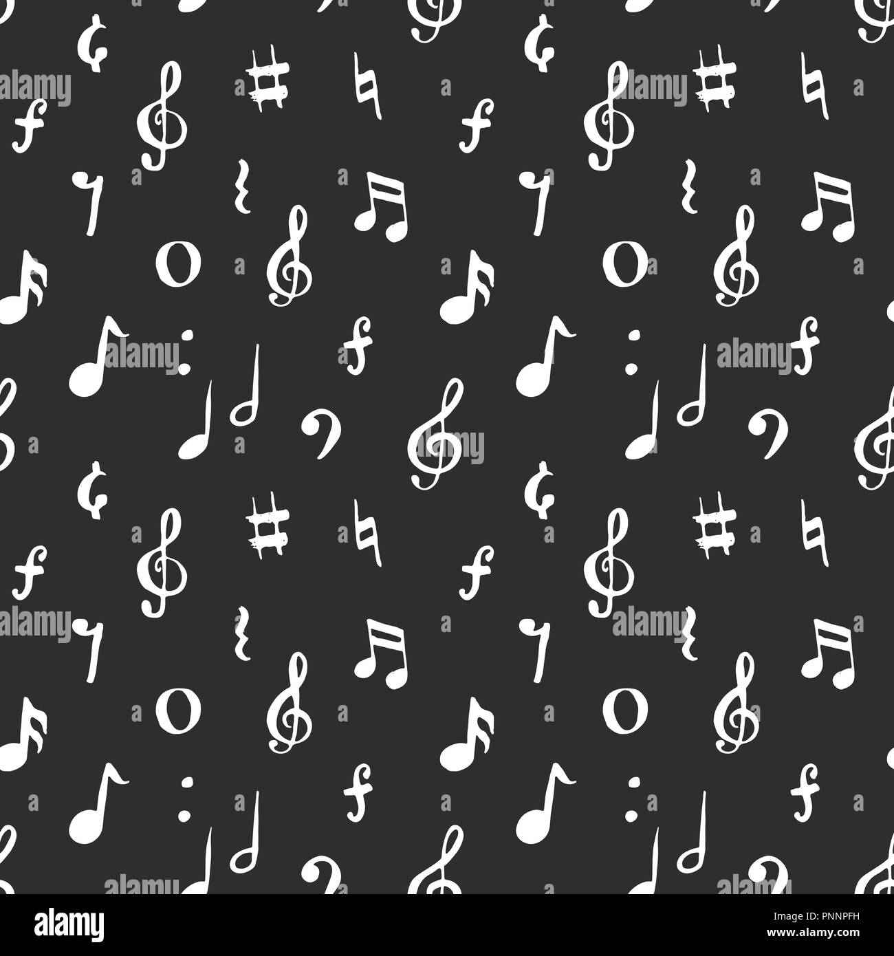 Music note seamless pattern vector illustration. Hand drawn sketched ...