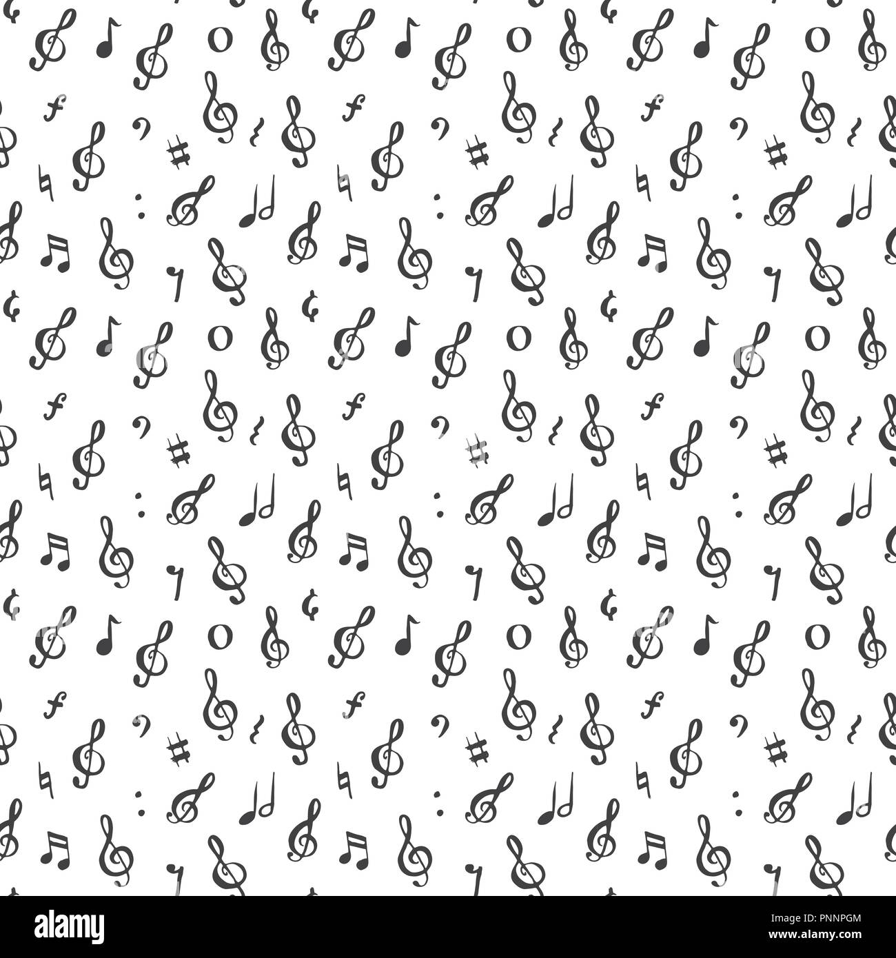Music note seamless pattern vector illustration. Hand drawn sketched ...