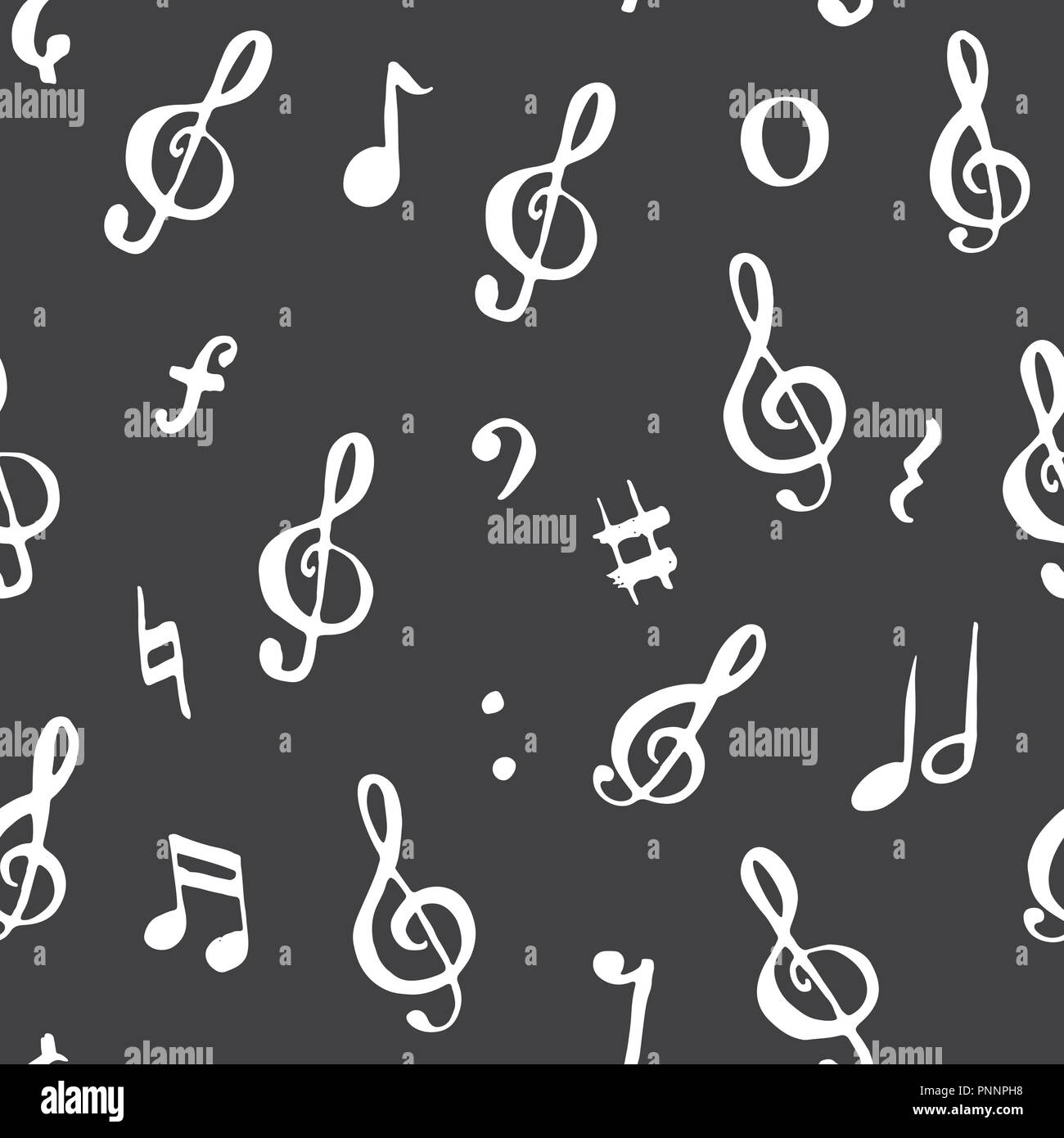 Music note seamless pattern vector illustration. Hand drawn sketched ...