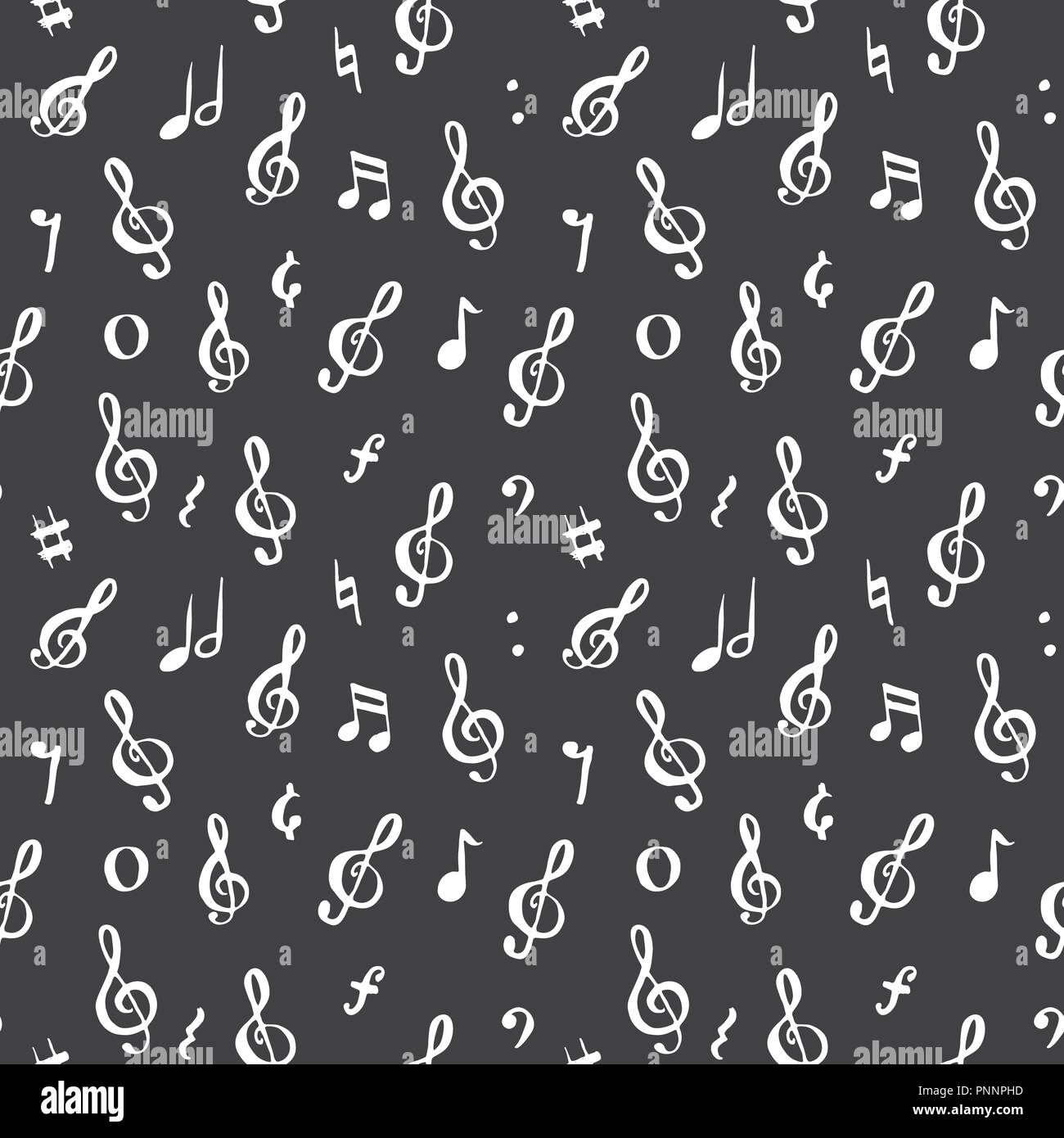 Music note seamless pattern vector illustration. Hand drawn sketched ...